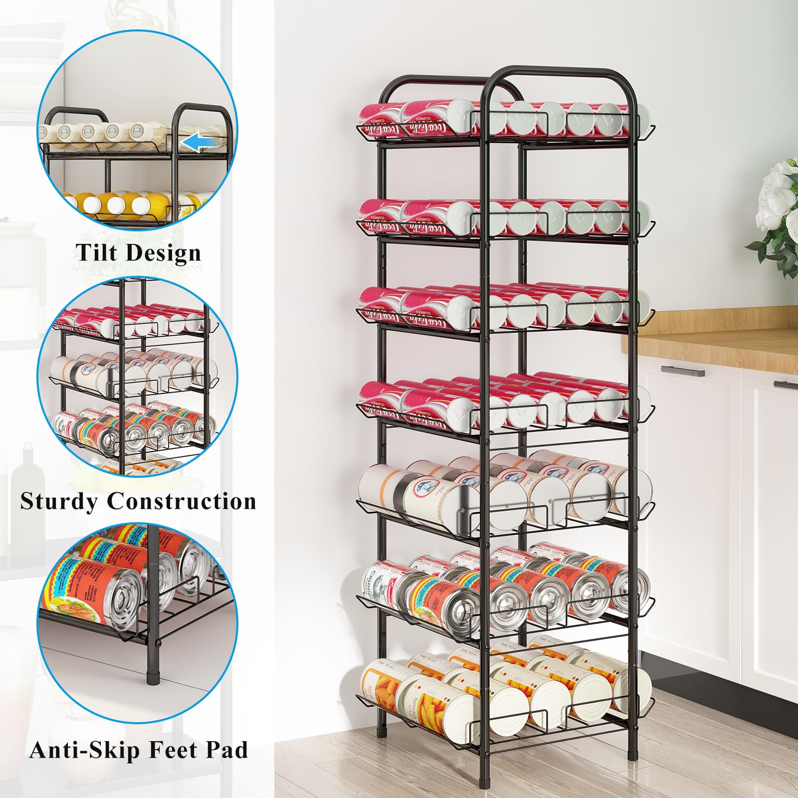 5 Tier Water Bottle Storage Rack,Metal Beverage Can Rack,Large Capacity ...