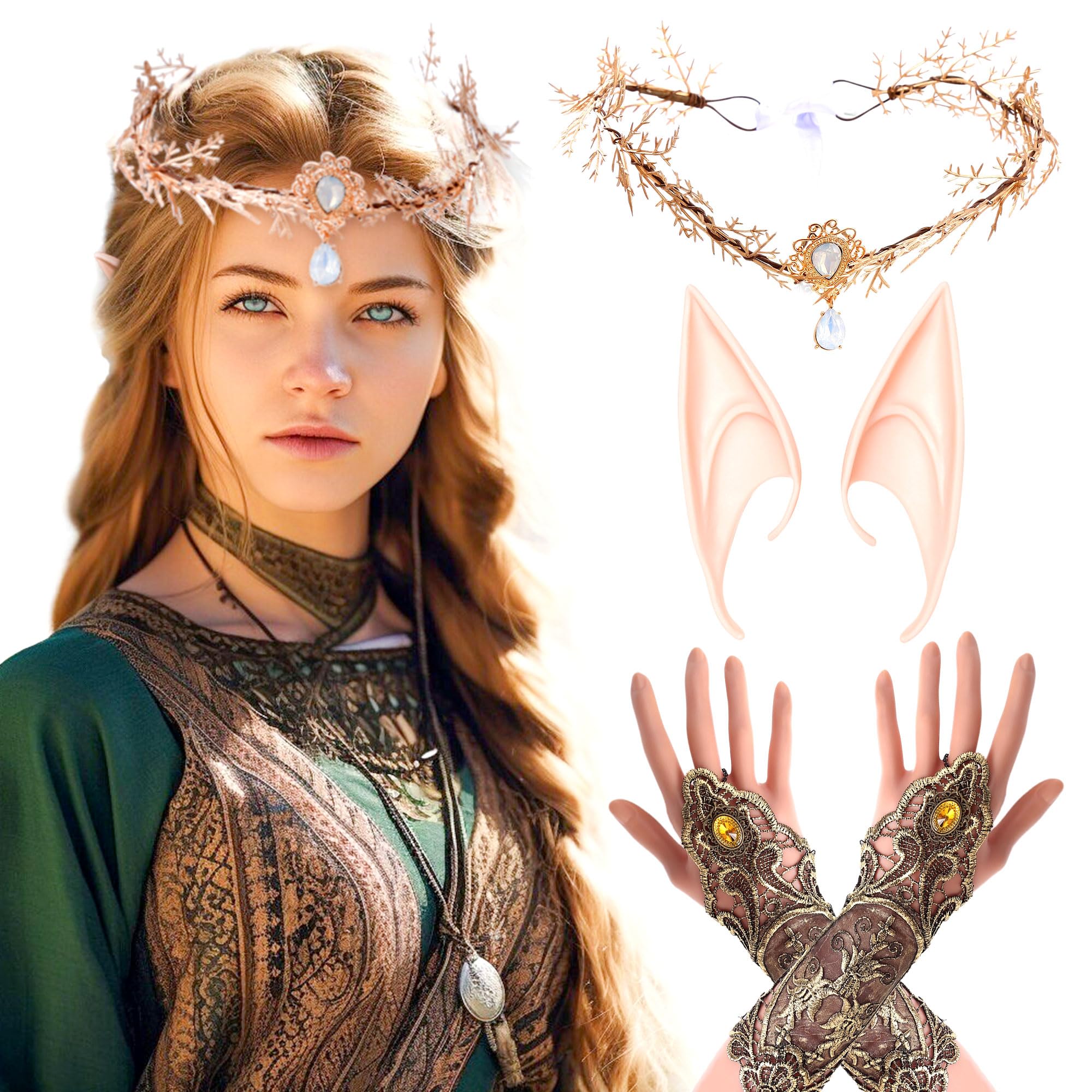 Snapklik.com : Renaissance Elf Ears Tiara Fairy Headpiece Circlet For ...