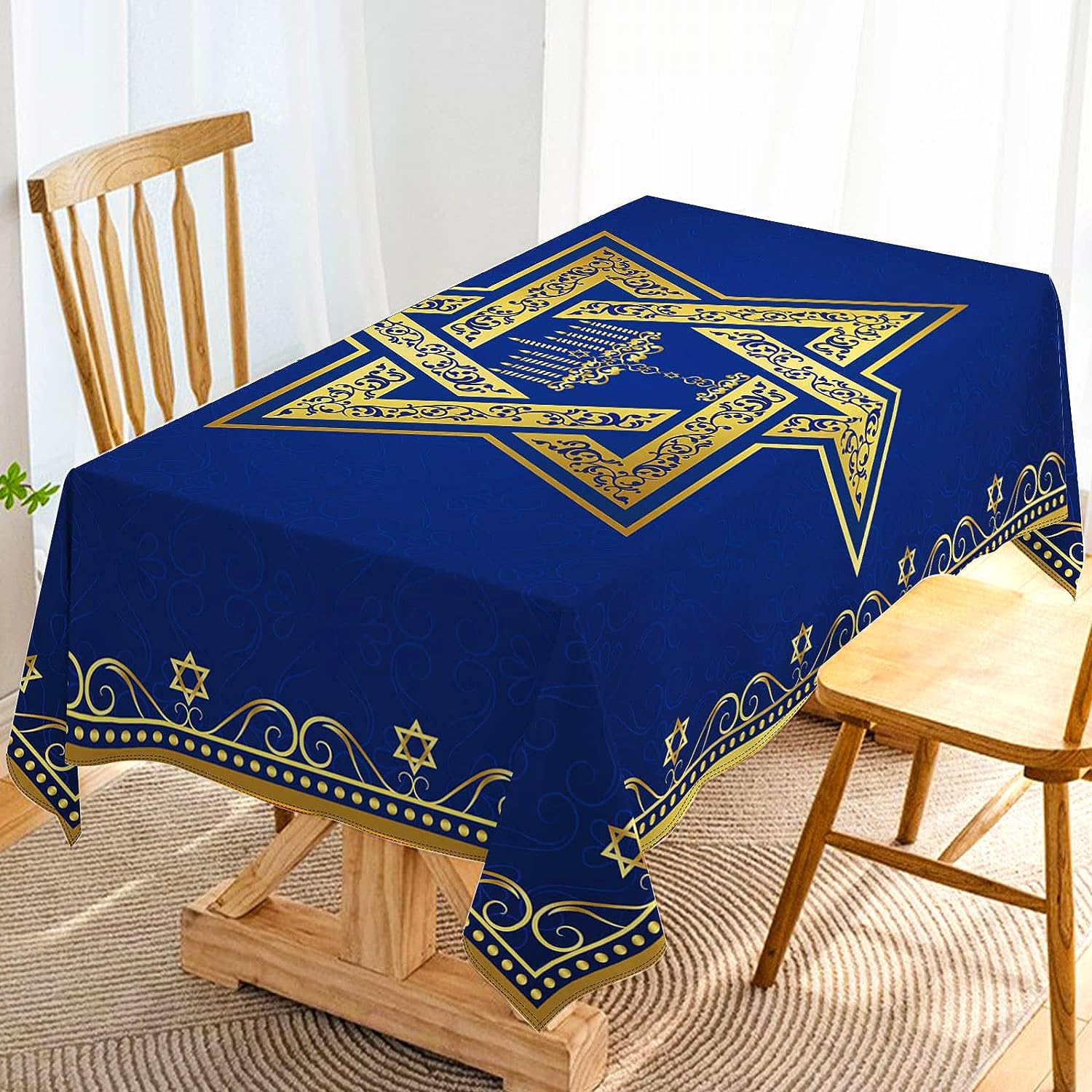 Amazon.com: Hafangry Passover Hanukkah Tablecloth Jewish Chanukah Star ...