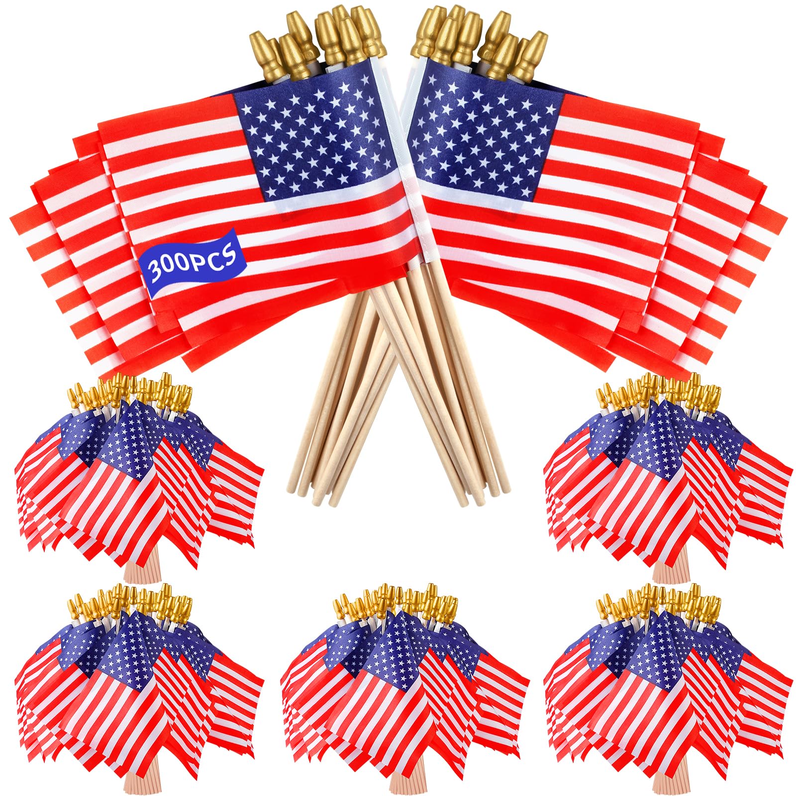 Snapklik.com : BlissfulTie 300pcs Small American Flags On Stick ...