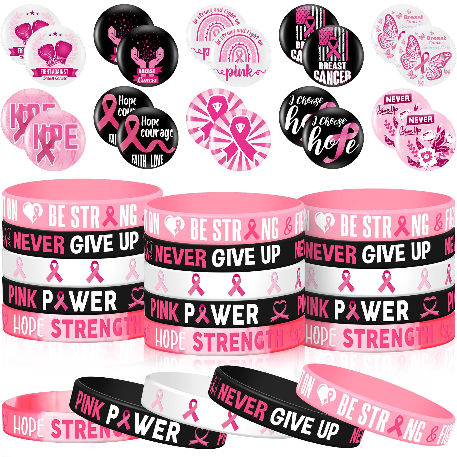 Snapklik.com : Lenwen 160 Pcs Breast Cancer Awareness Items Breast ...