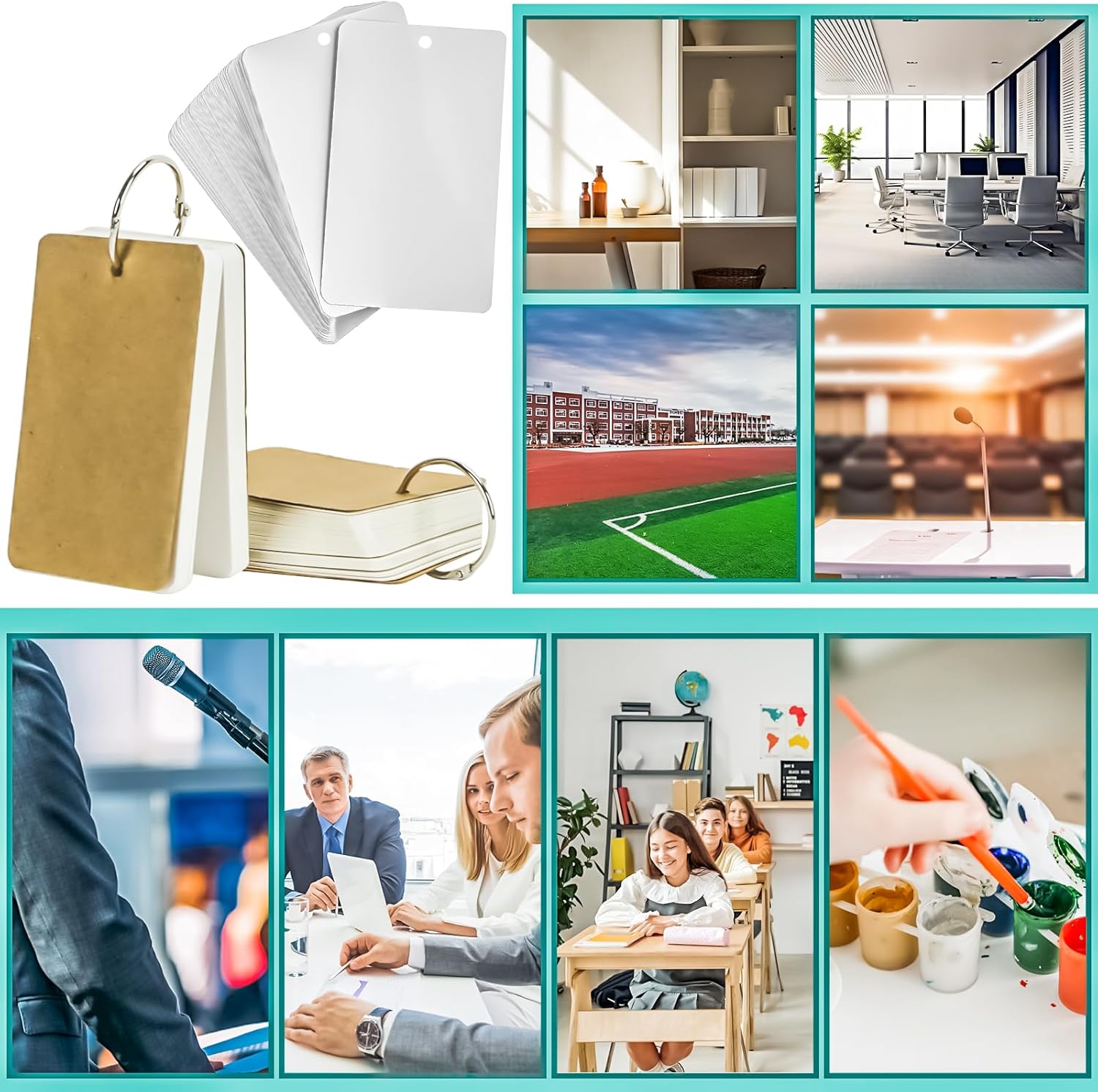 MotBach 300 Pcs Flash Cards 2x3 Inch Index Cards with Ring Lined Note ...