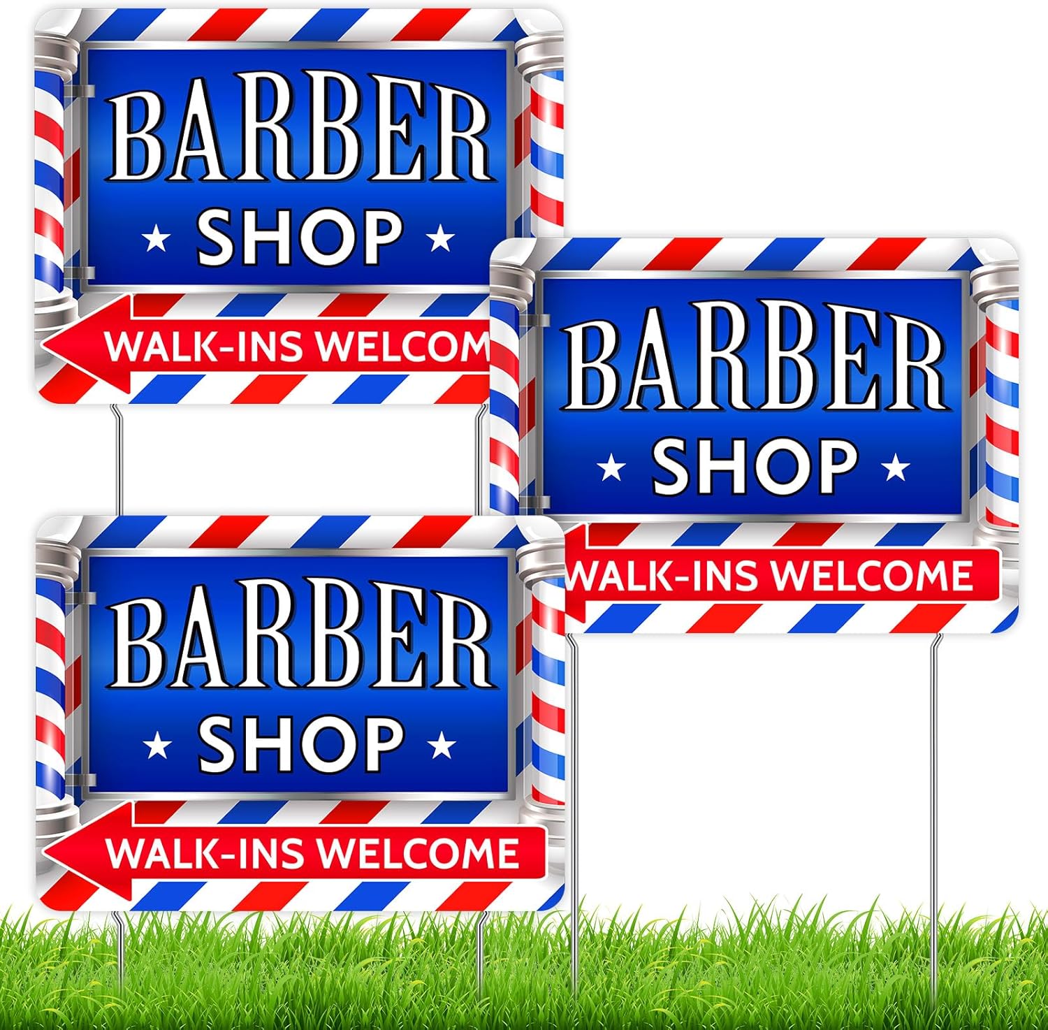 Amazon.com : Therwen 3 Pcs Walk Ins Welcome Barber Sign 12 x 15.8 Inch ...