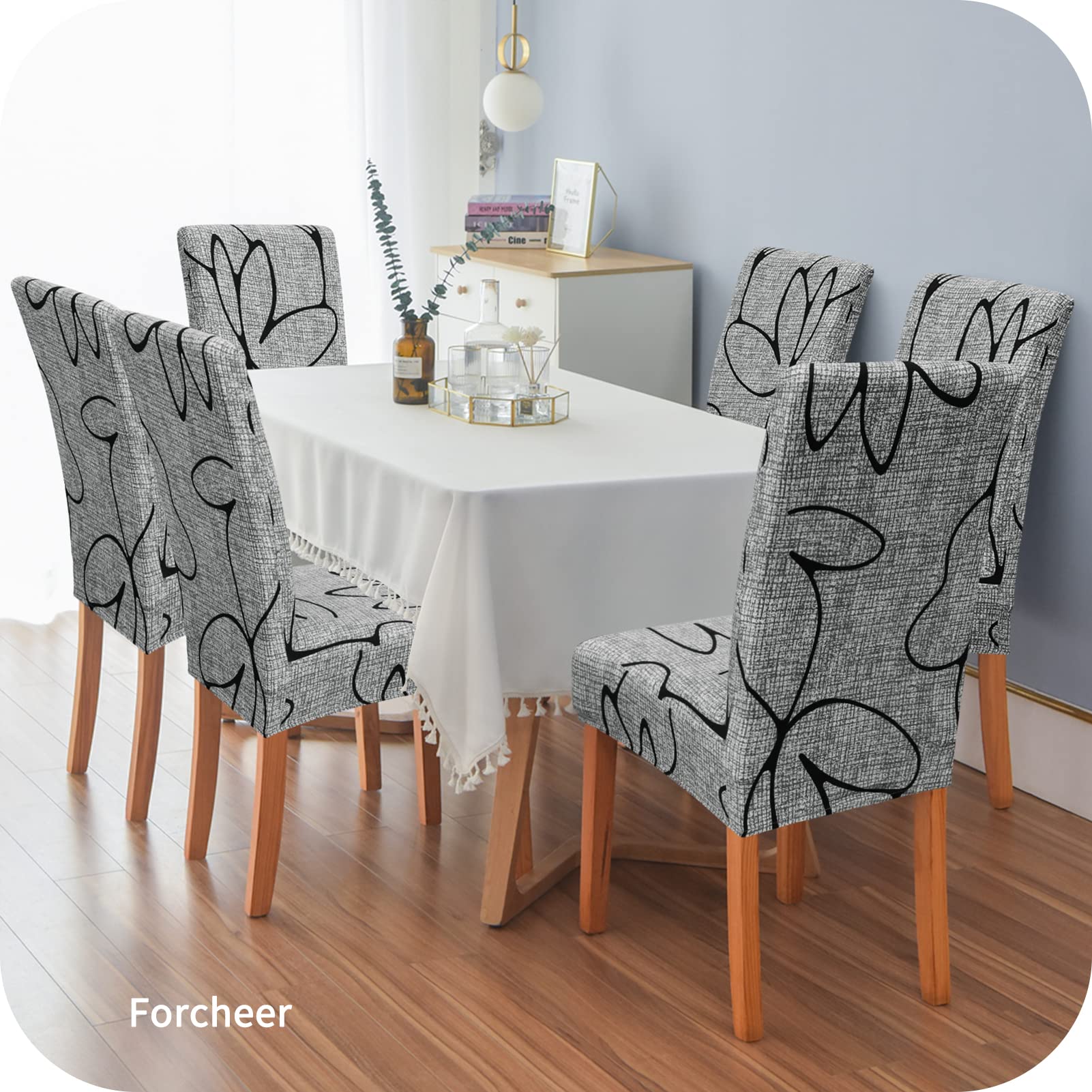 FORCHEER Stretch Chair Covers for Dining Room Set of 6,Printed ...