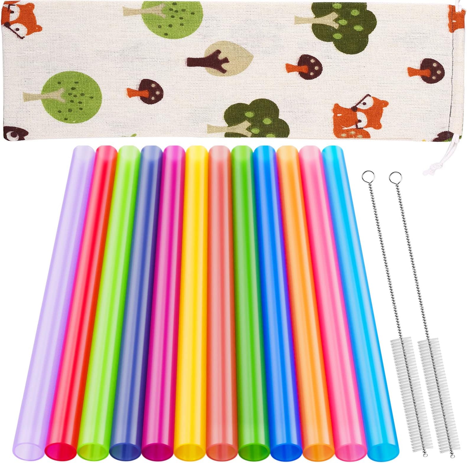 Amazon.com: [Angled Tips] 12 Pcs Reusable Jumbo Straws and Smoothie ...