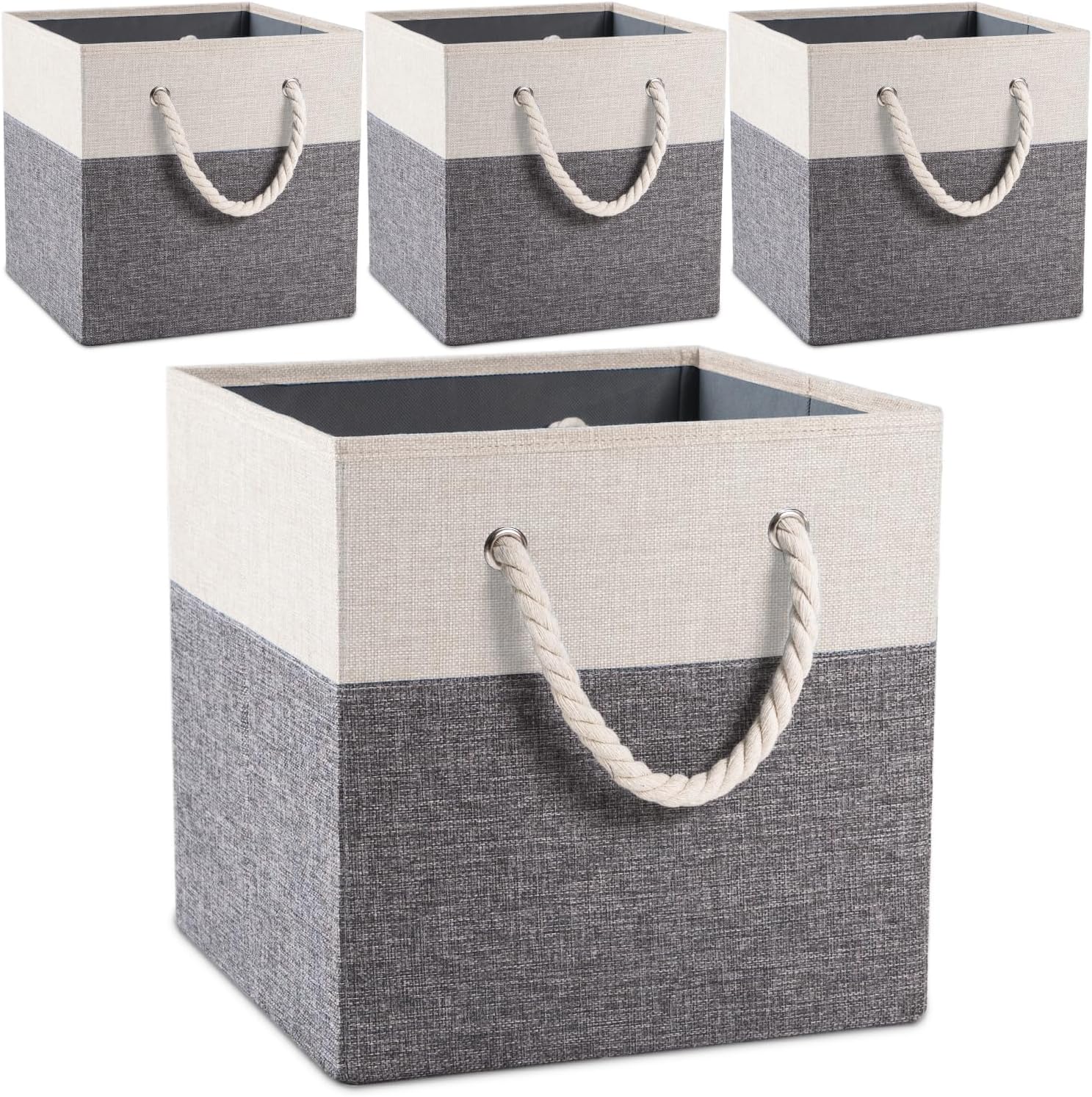 Amazon.com: Robuy Cube Storage Bins,Grey Fabric Foldable Storage Bins ...