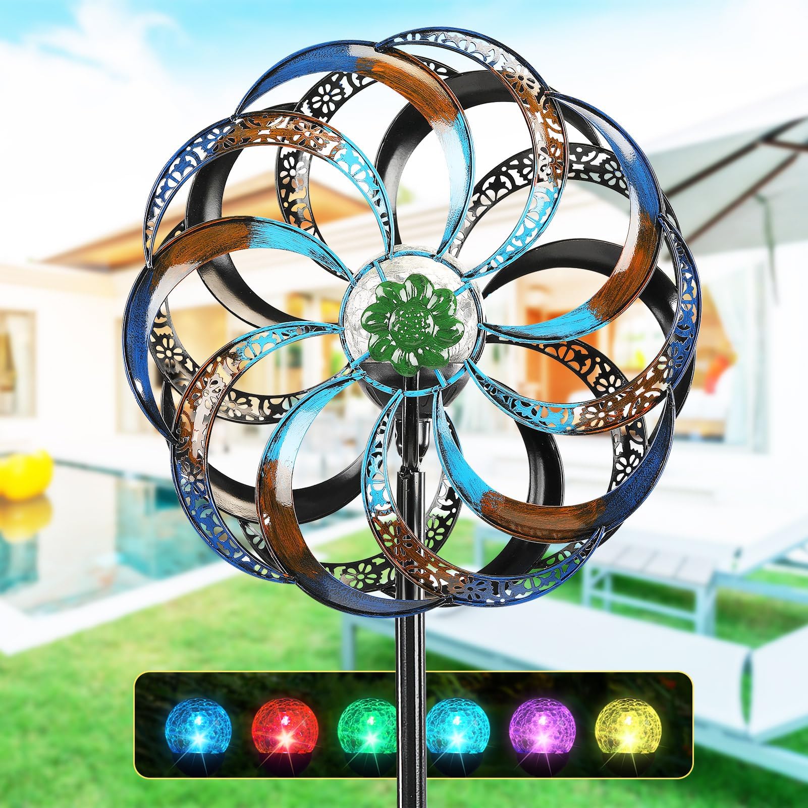 Amazon.com: NUENUN Wind Spinner Outdoor Metal - Multi-Color Seasonal ...