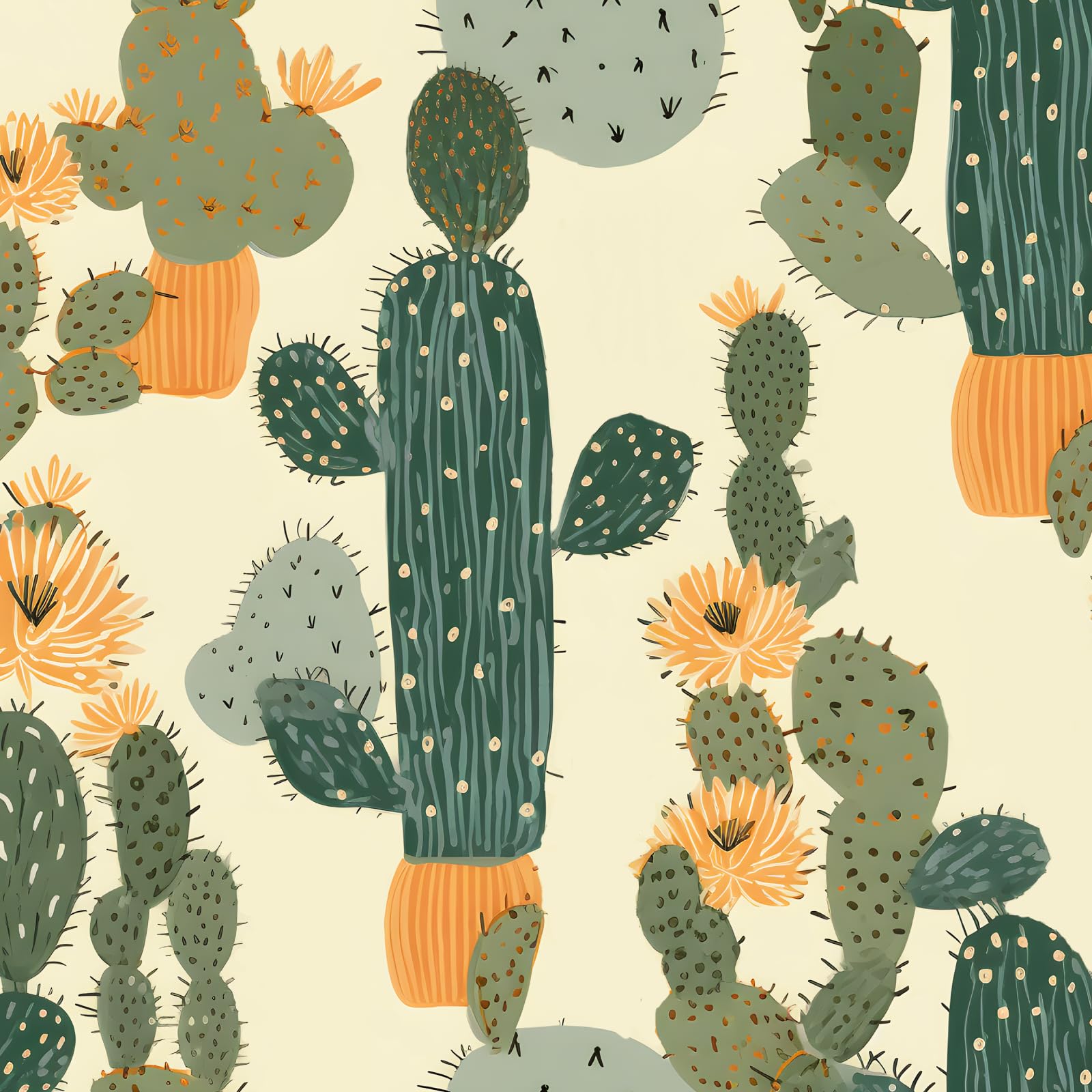 XRUIBZI Cactusl Wallpaper Peel and Stick Yellow Wallpaper Vinyl ...
