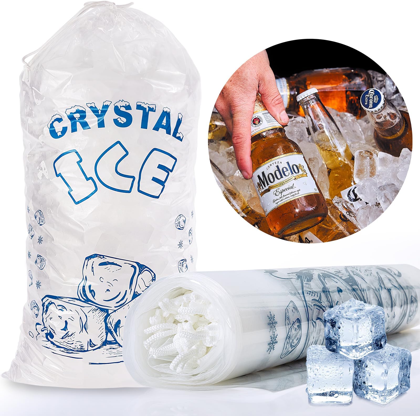 Amazon.com: Ice Bags 8lb with Drawstring, 50 Pack Plastic Ice Bags for ...