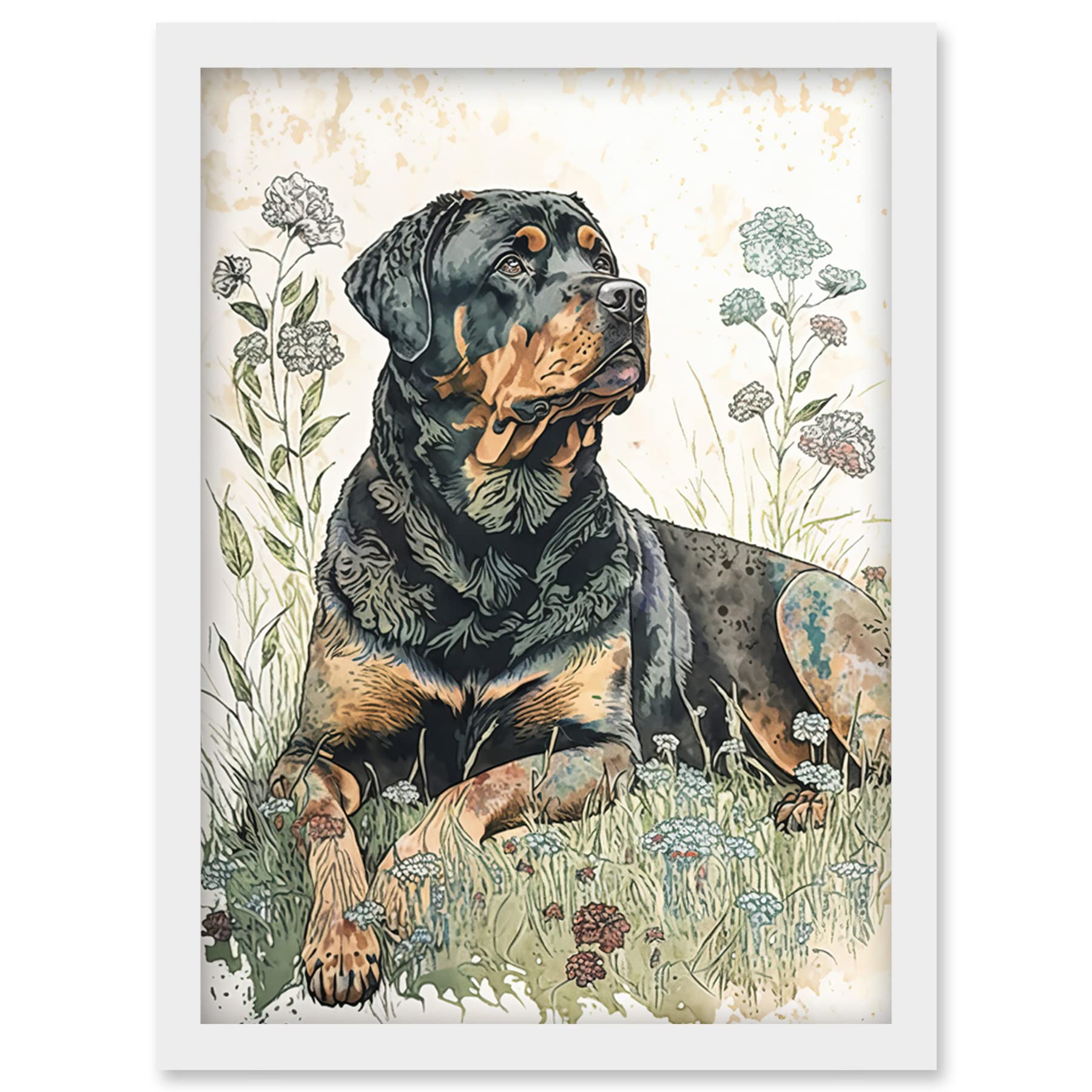 Rottweiler Paintings Rottweiler Dog Wall Art Print Poster Picture