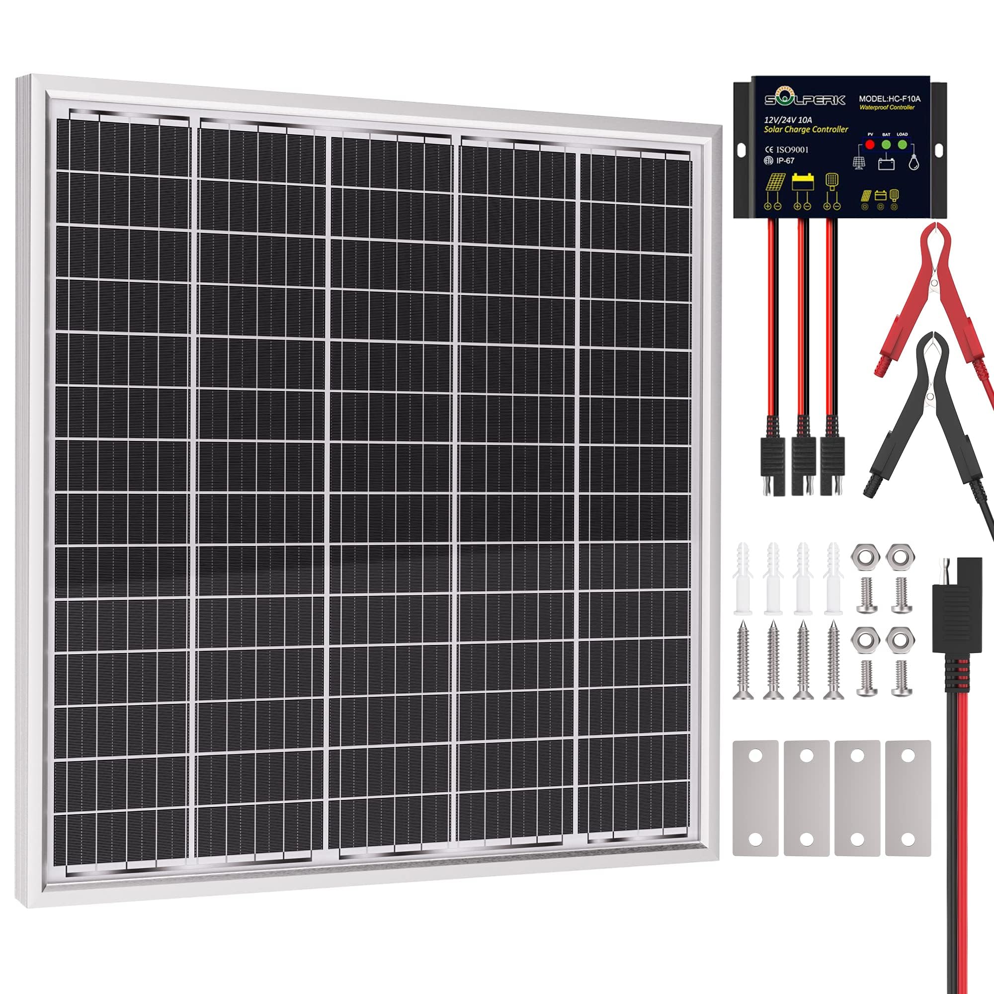 Snapklik.com : SOLPERK 50W 24V Solar Panel, Solar Battery Trickle ...