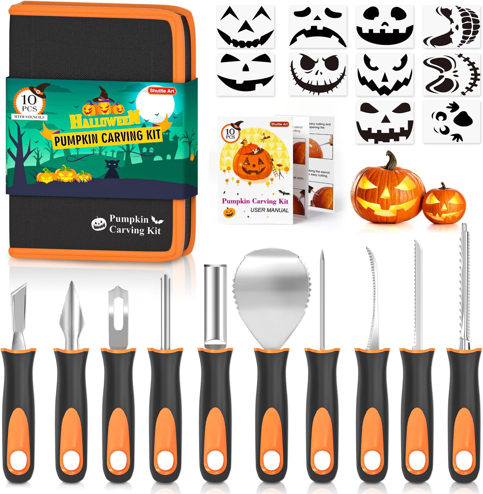 Amazon.com: Elmchee Halloween Pumpkin Carving Tools, Halloween Jack-O ...