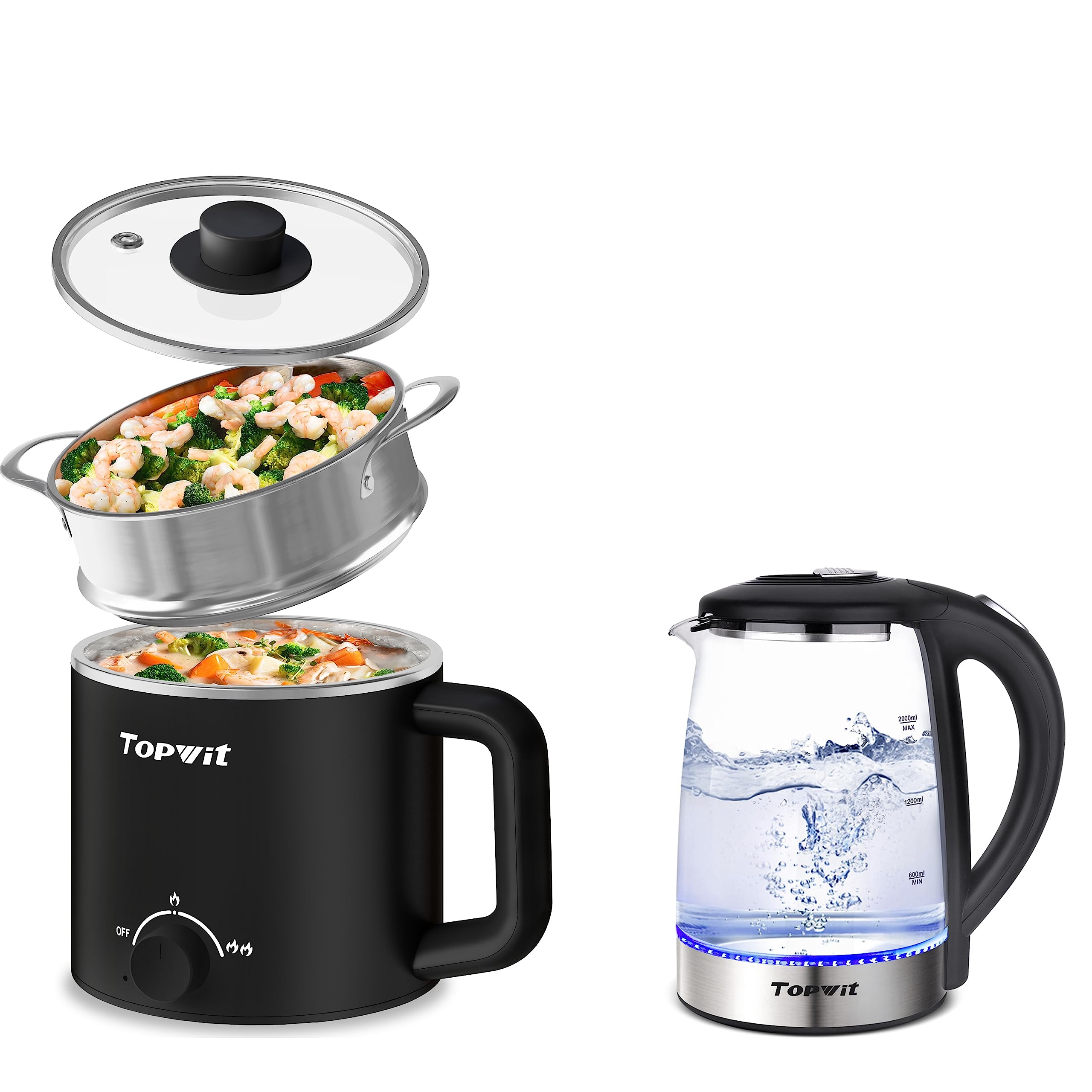 Amazon.com: Topwit Electric Cooker with Steamer, 1.6L Ramen Cooker ...