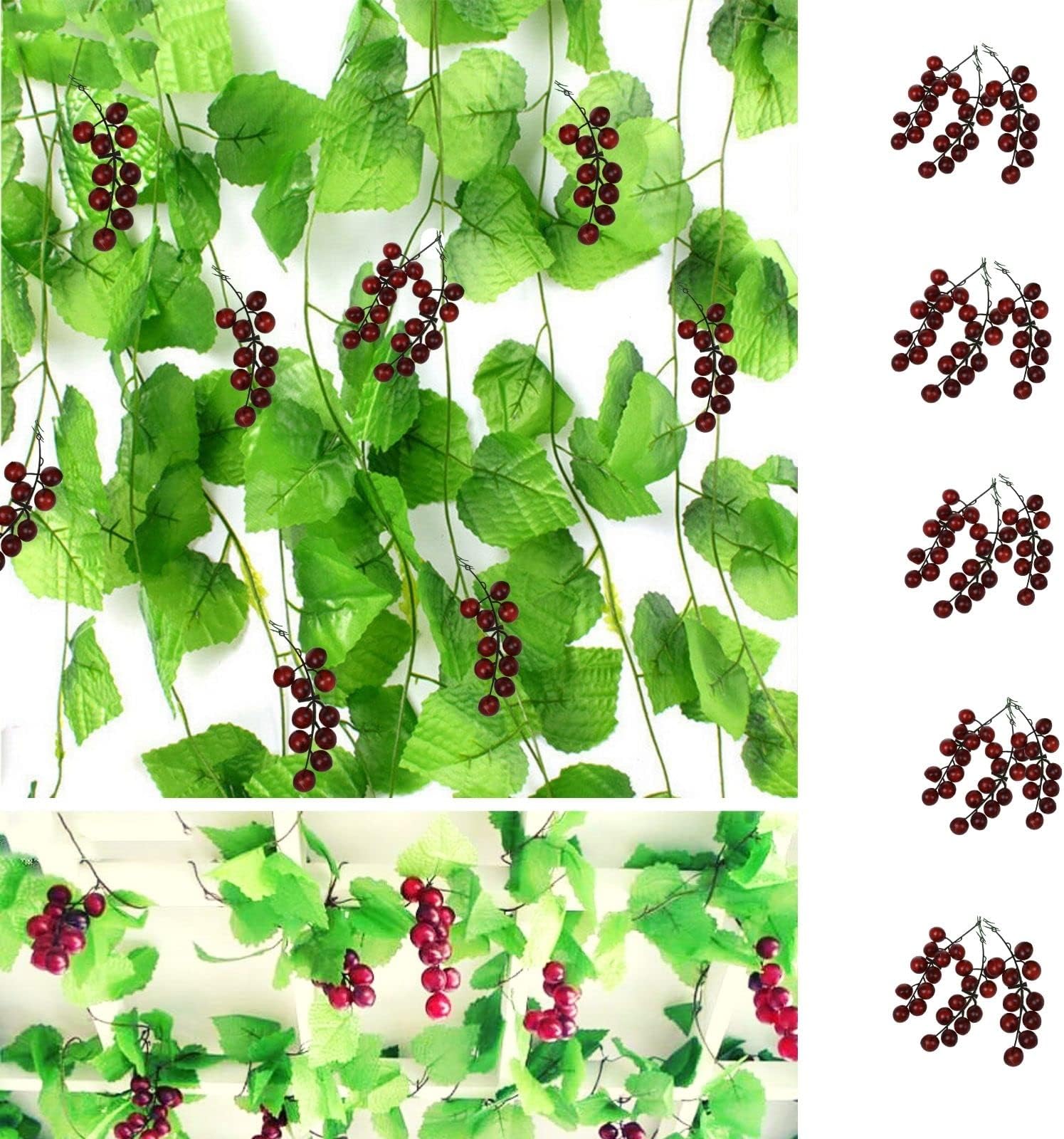 Amazon.com: Tighall 5PCS 38 Feet Artificial Grape Leaf Garland Fall ...