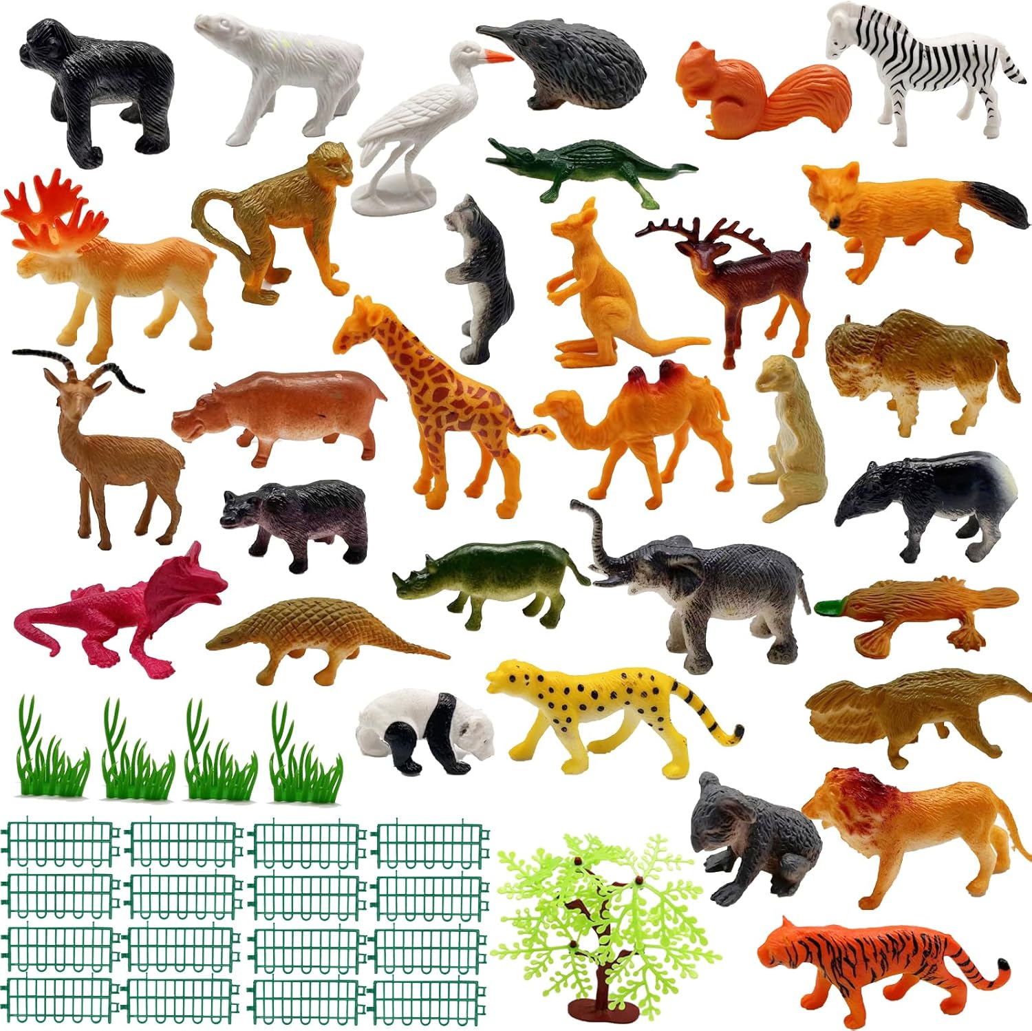 LLMSIX 53 Pieces Animal Toys Plastic Safari Animals Figures Mini ...