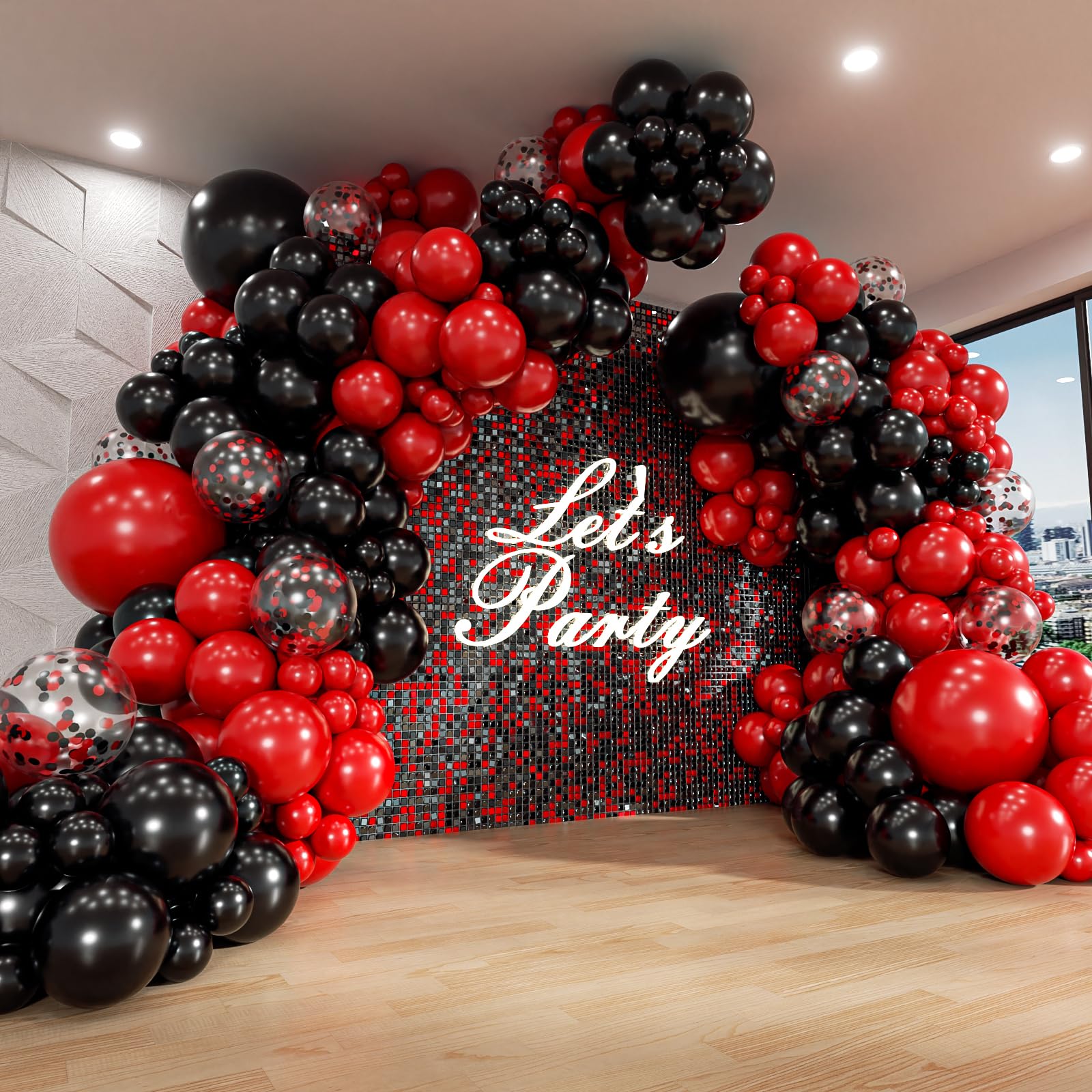 Amazon.com: Red and Black Balloon Arch Garland Kit with Black Red ...