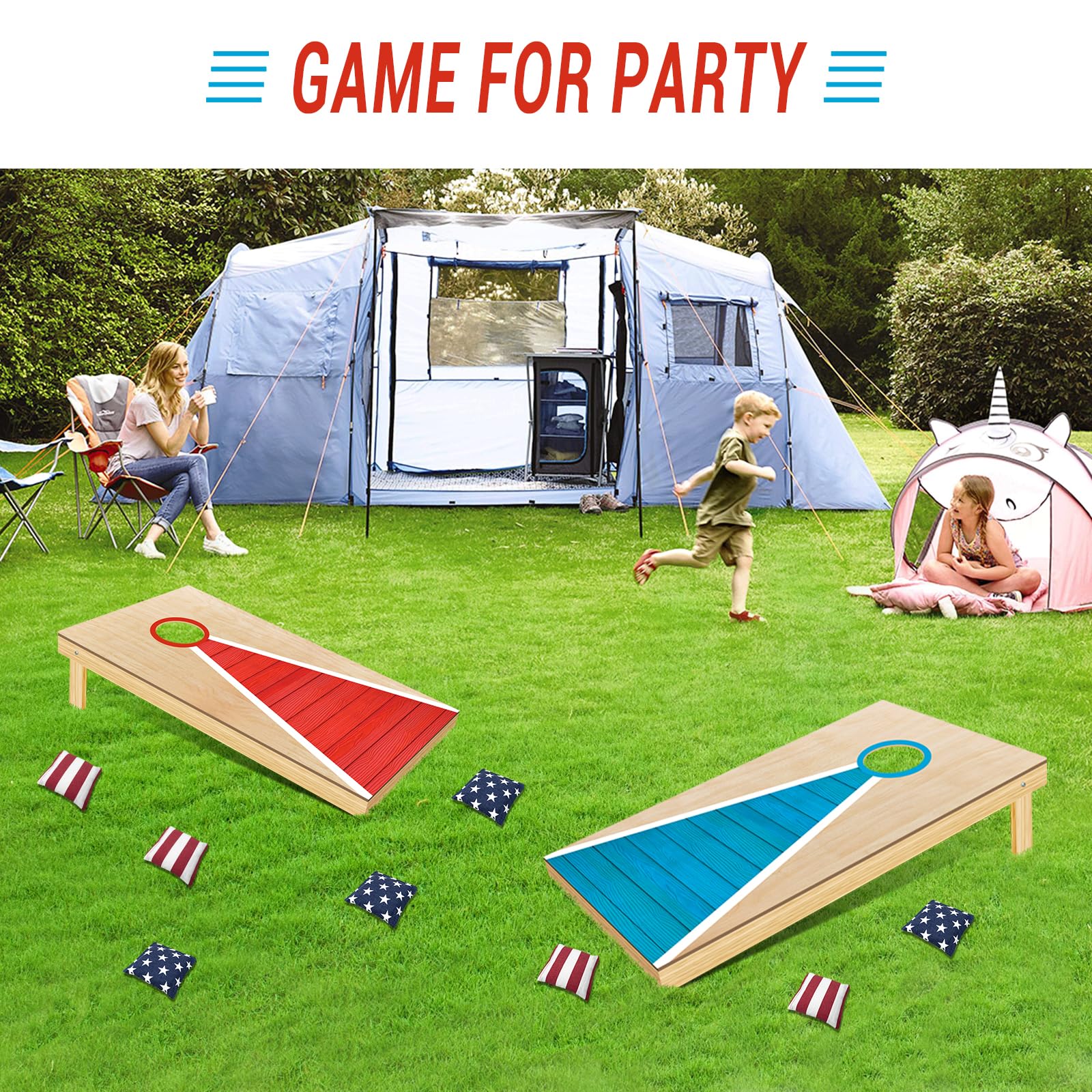 Cornhole Boards Corn Hole Game: 4' x 2' / 3' x 2' Solid Wood Cornhole ...