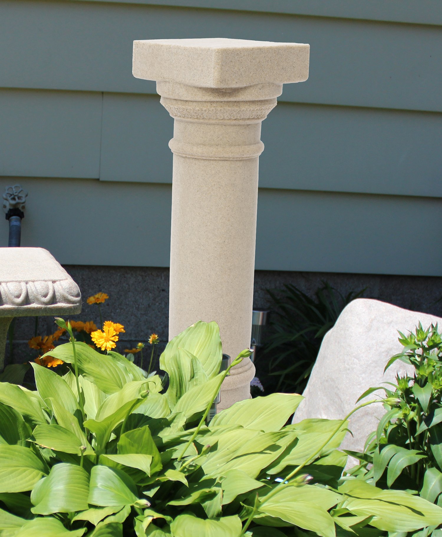 EMSCO Group Greek Column Statue – Natural Sandstone Appearance – Made ...