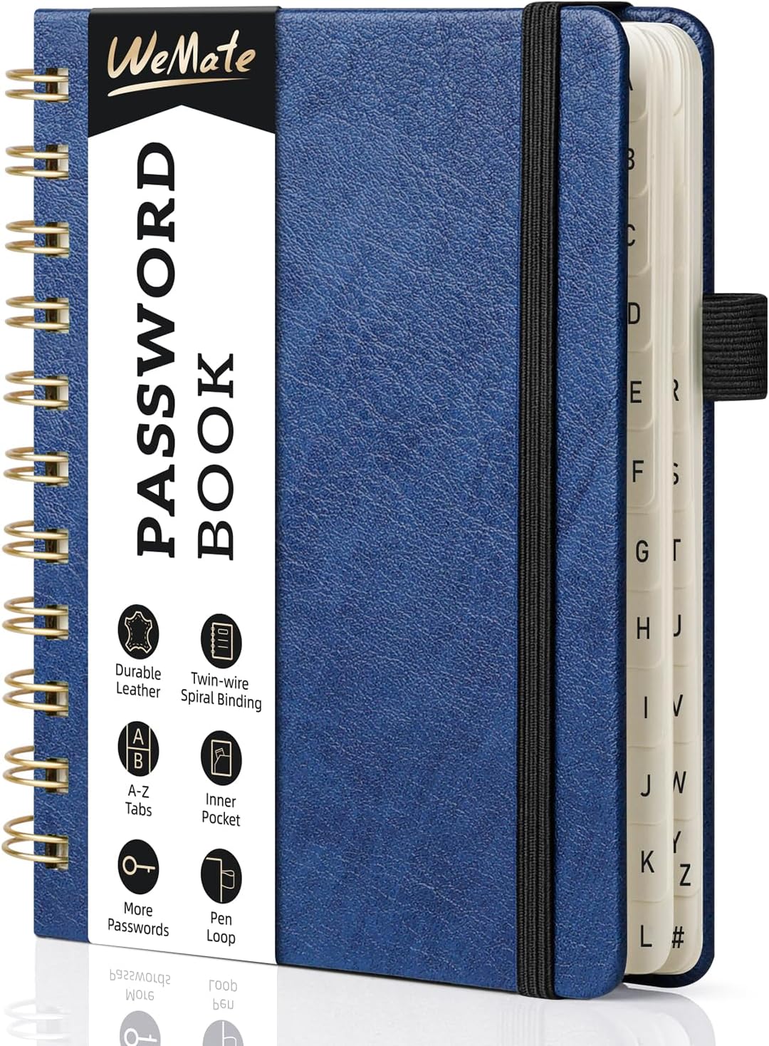 Amazon.com : WEMATE Spiral Password Book with Alphabetical Tabs, Small ...