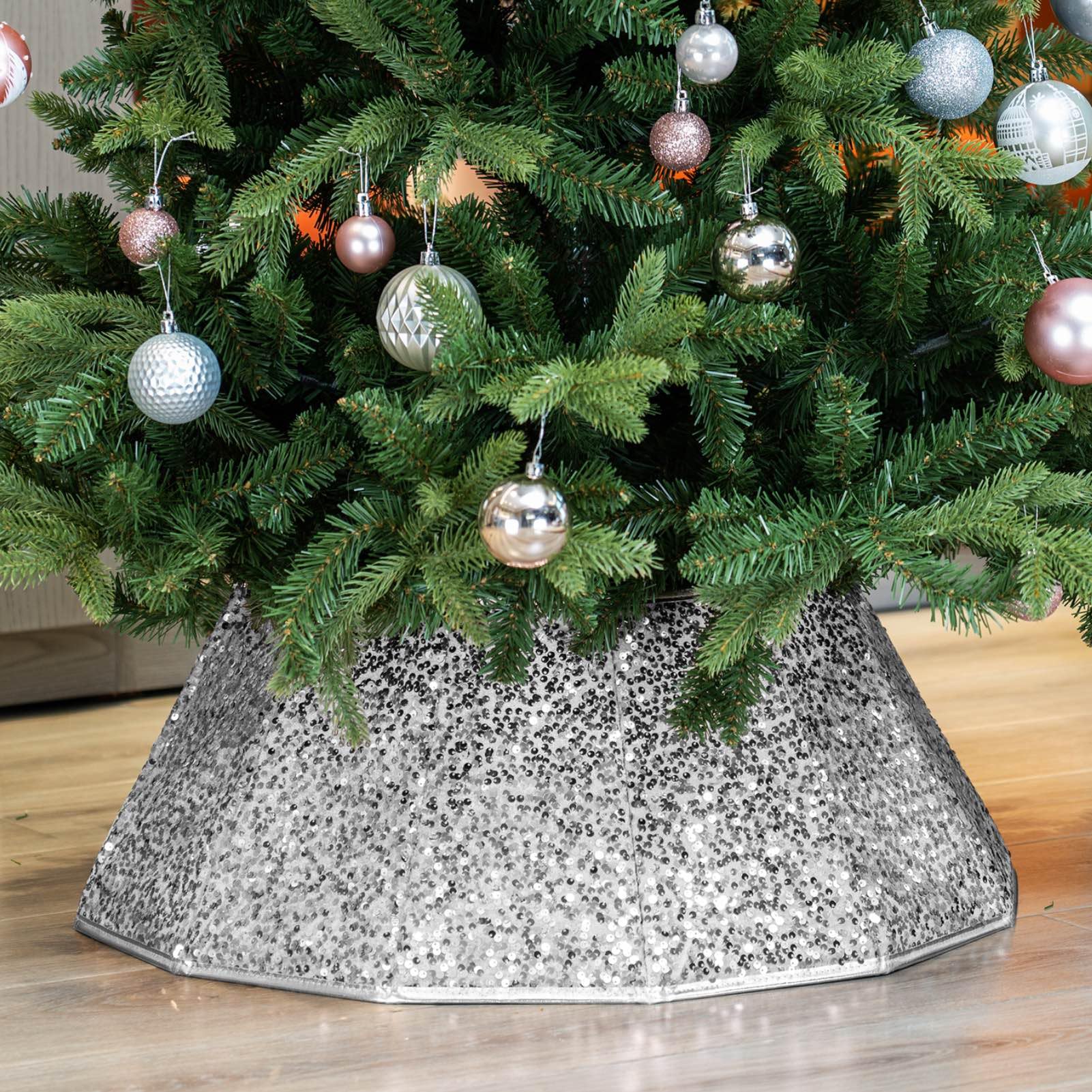 Amazon.com: HarcoHome Dazzling Christmas Tree Collar, 26" D Sequin ...