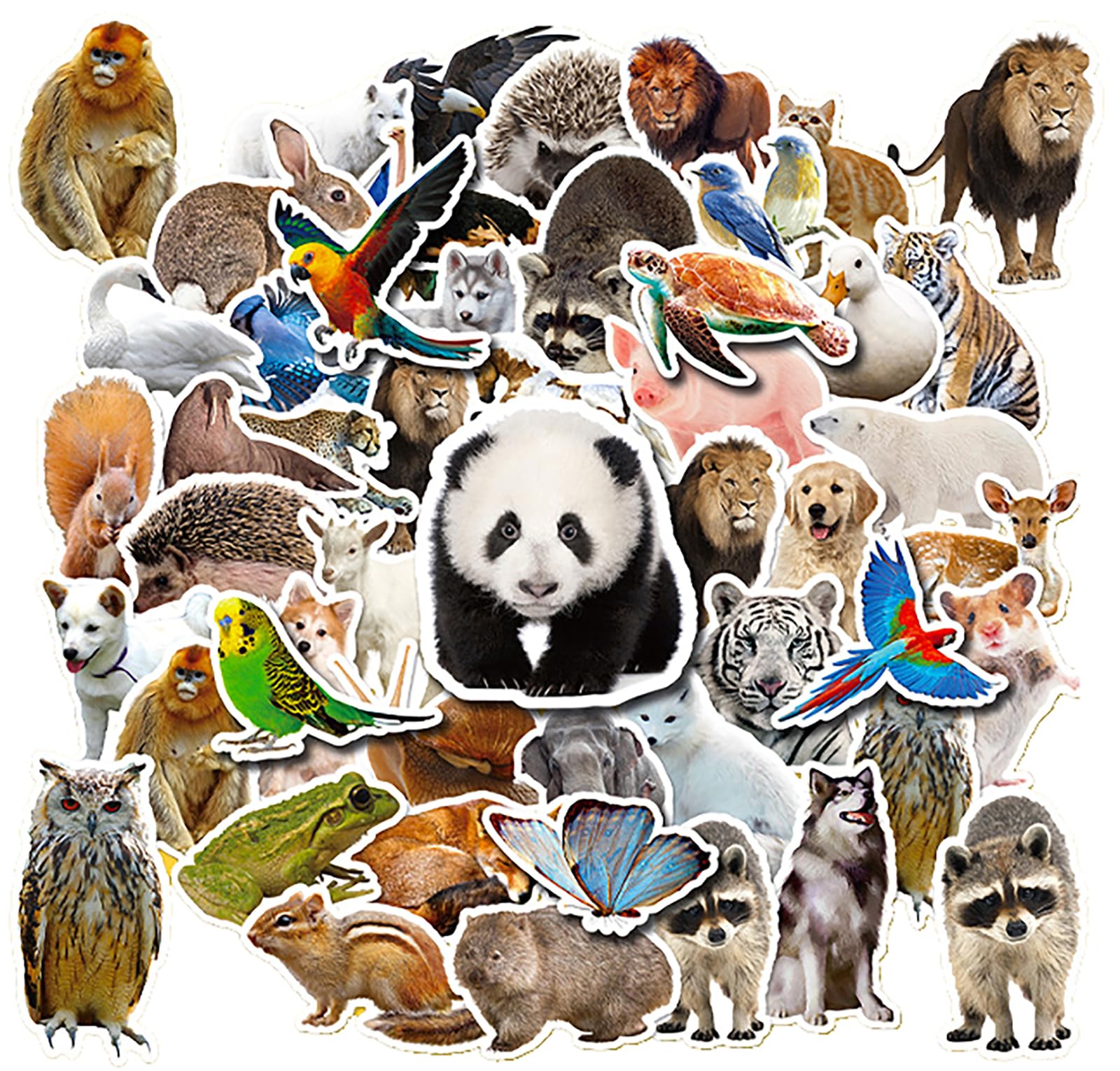 50 Pcs Animal Stickers for Kids - Cute Waterproof Wildlife Stickers ...