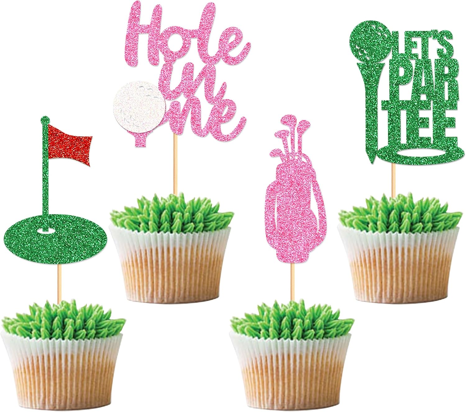 Amazon.com: Ercadio 24 PCS Golf Cupcake Toppers Golf Hole in One Cake ...