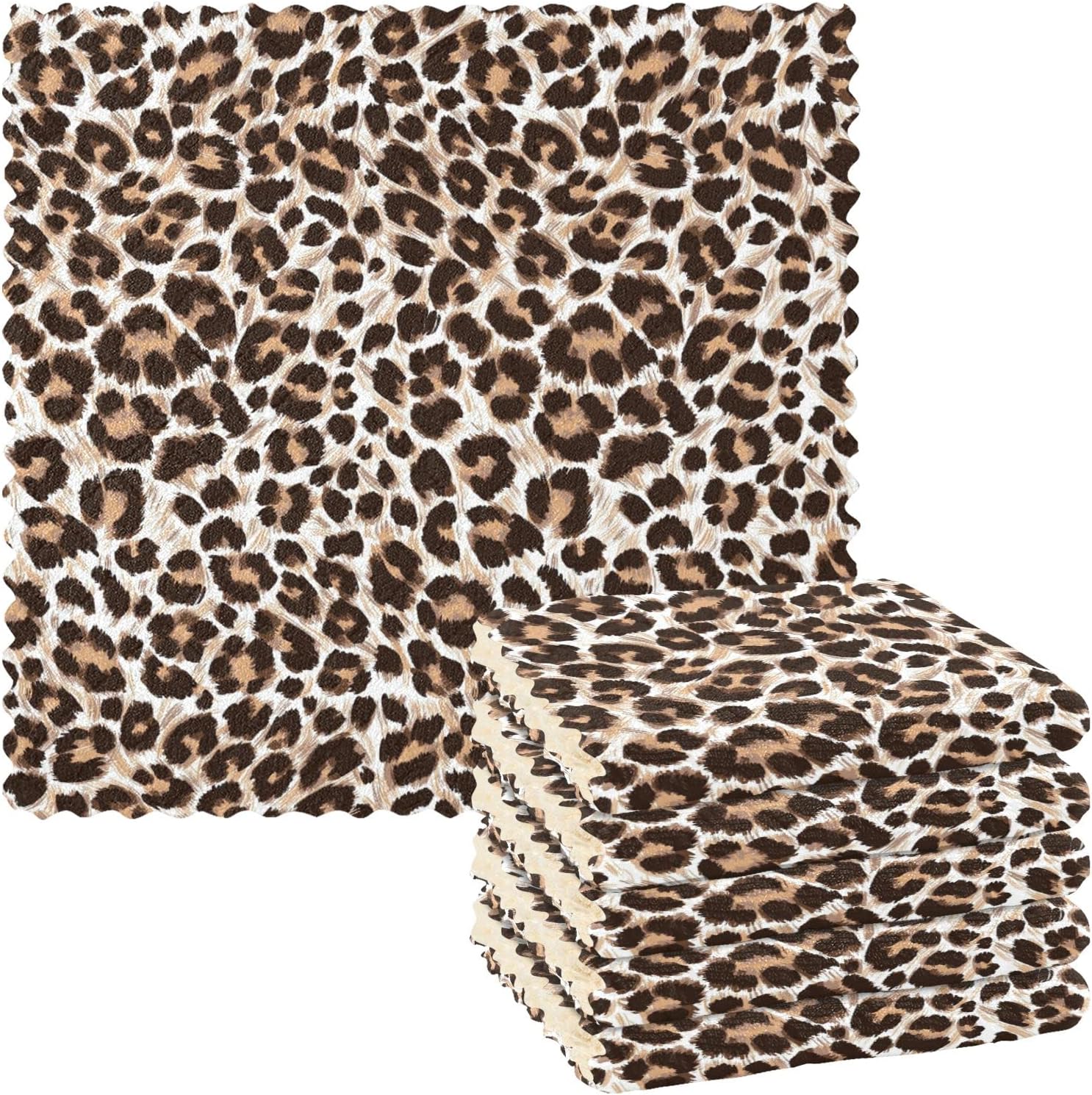 Amazon.com: SUABO Leopard Cheetah Print Animal Kitchen Dishcloths, 6 ...