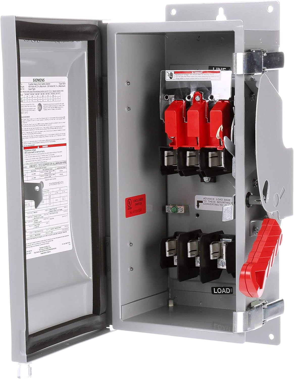 Siemens HF361J 30-Amp 3 Pole 600-volt 3 Wire Fused Heavy Duty Safety ...