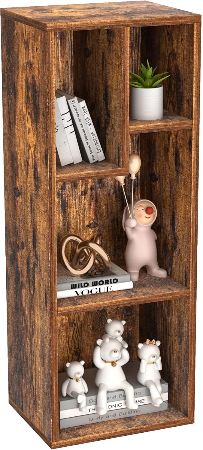 Amazon.com: VECELO 3-Tier Small Bookcase, 4 Cube Bookshelf with Height ...