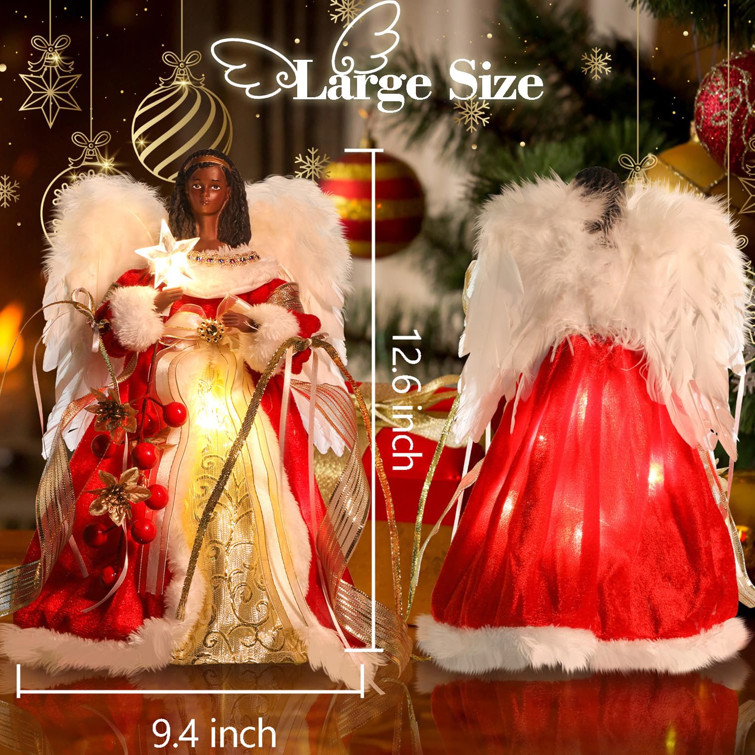 Snapklik.com : HMASYO Black Angel Christmas Tree Topper