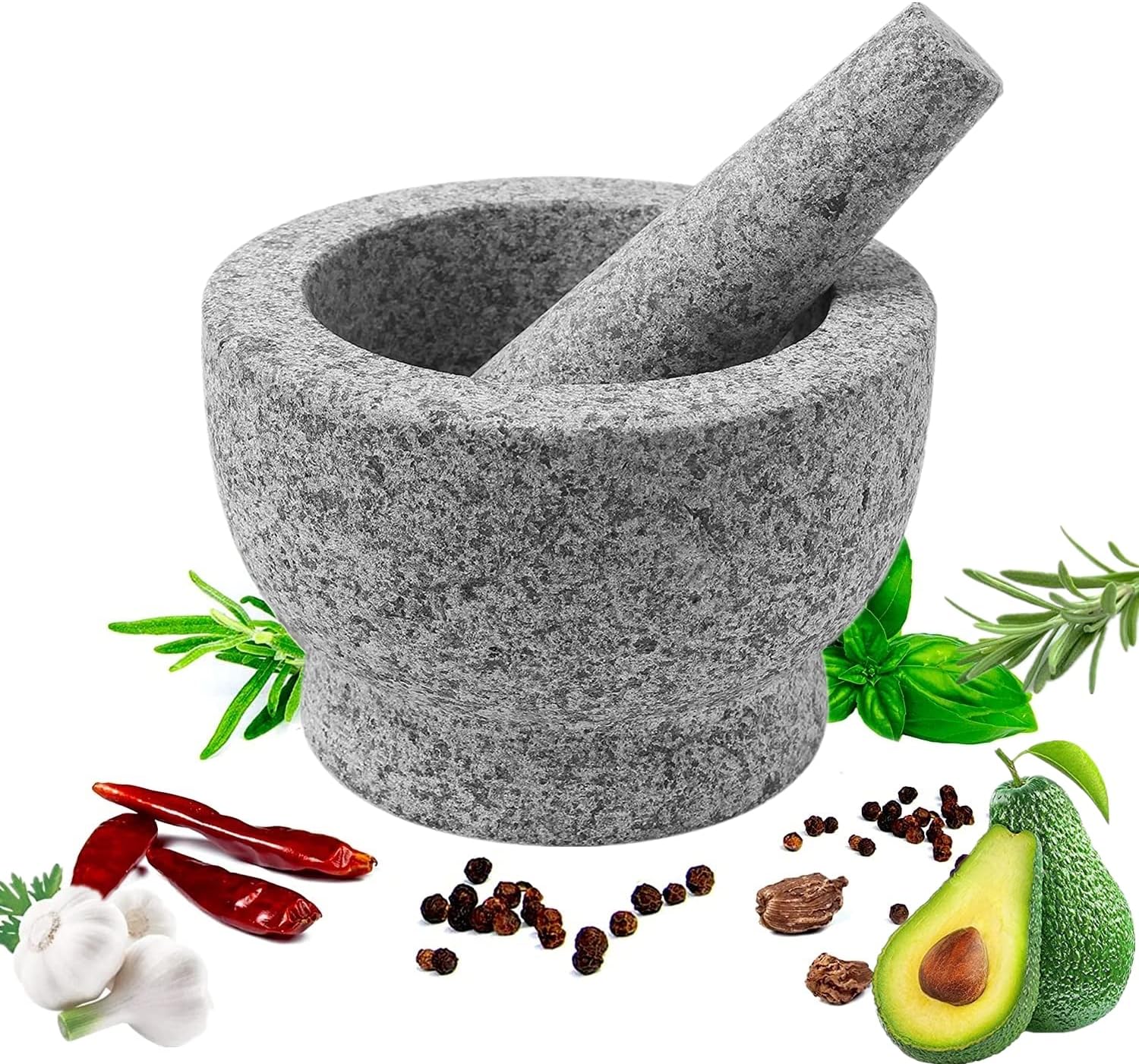 Weyri Mortar and Pestle Set, 100% Natural Granite Slip Resistant Heavy ...