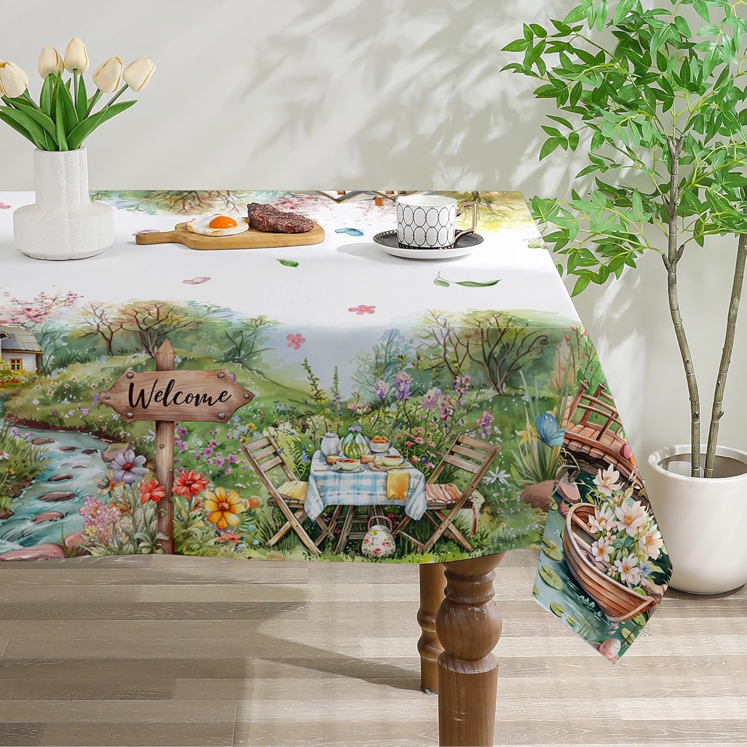 Amazon.com: cusugbaso Spring Tablecloth 60x120 for Recatangle Table ...
