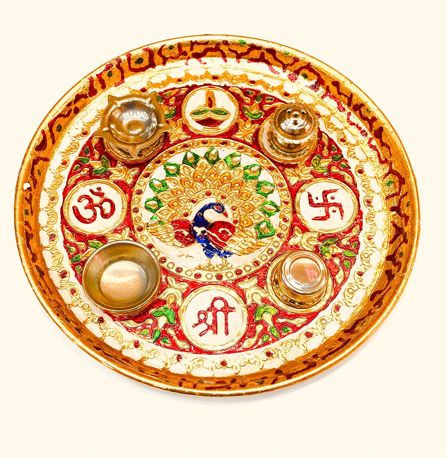 Buy Traditional Handmade Meenakari Work Rajasthani Pooja Thali Online ...
