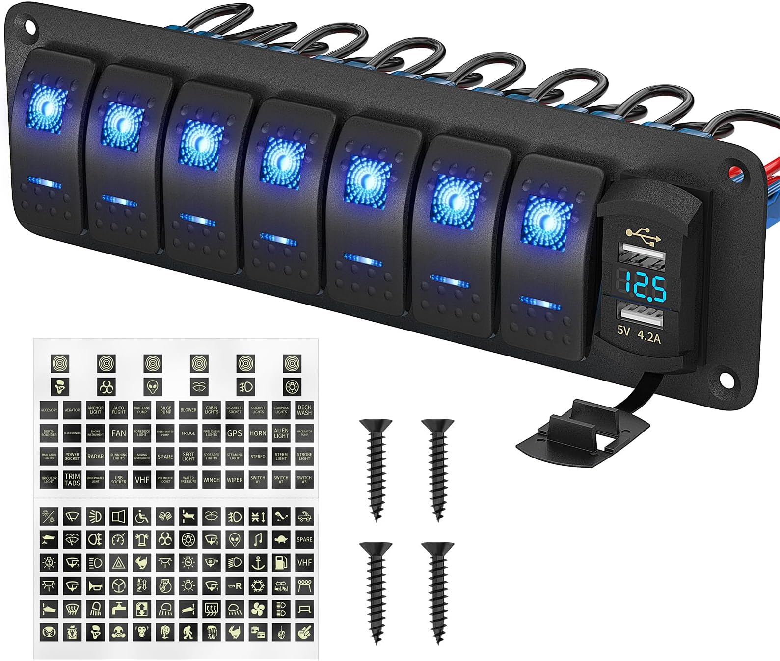 Amazon.com: MARINE BOAT WATERPROOF WHITE SWITCH PANEL CIRCUIT BREAKER 6 ...