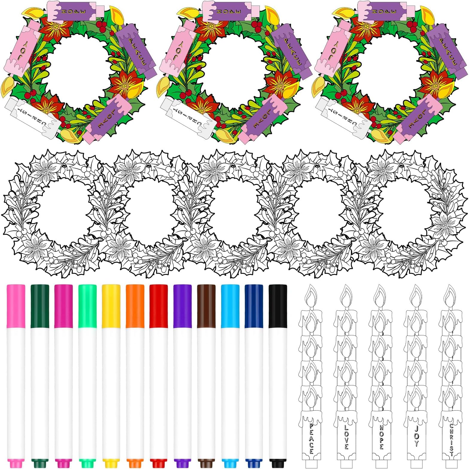 Amazon.com: Christmas Arts & Crafts Kit for Kids Foam Hanging Advent ...