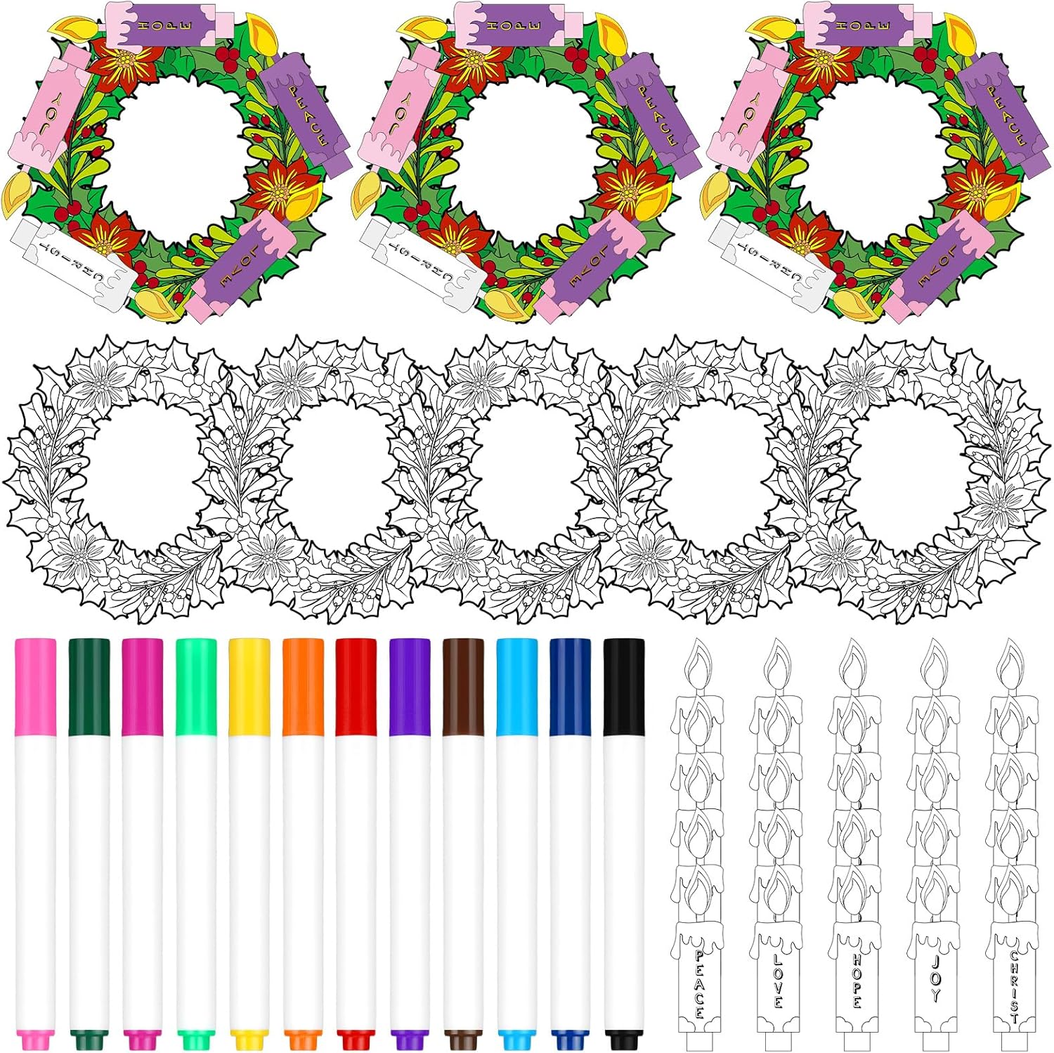 Amazon.com: Zhanmai 24 Sets Christmas Advent Wreath Craft Kit for Kid ...