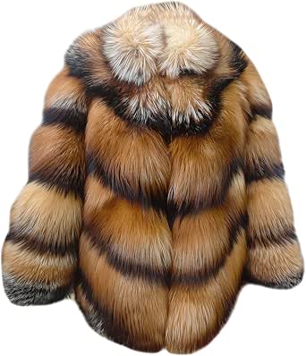 Annsirgra Women's Genuine Fox Fur Coat Winter Real Fur Jacket Fuzzy ...