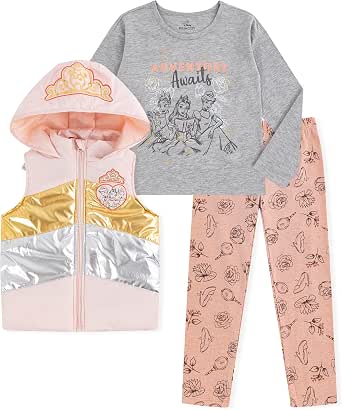 Amazon.com: Disney Princess Girls Long Sleeve Shirt, Vest and Legging ...