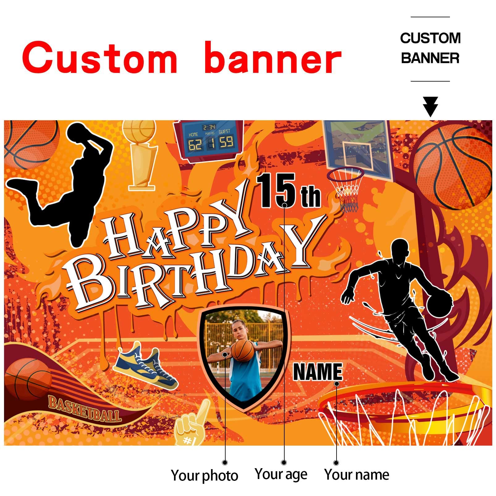 Snapklik.com : Custom Basketball Birthday Decorations,Personalization ...