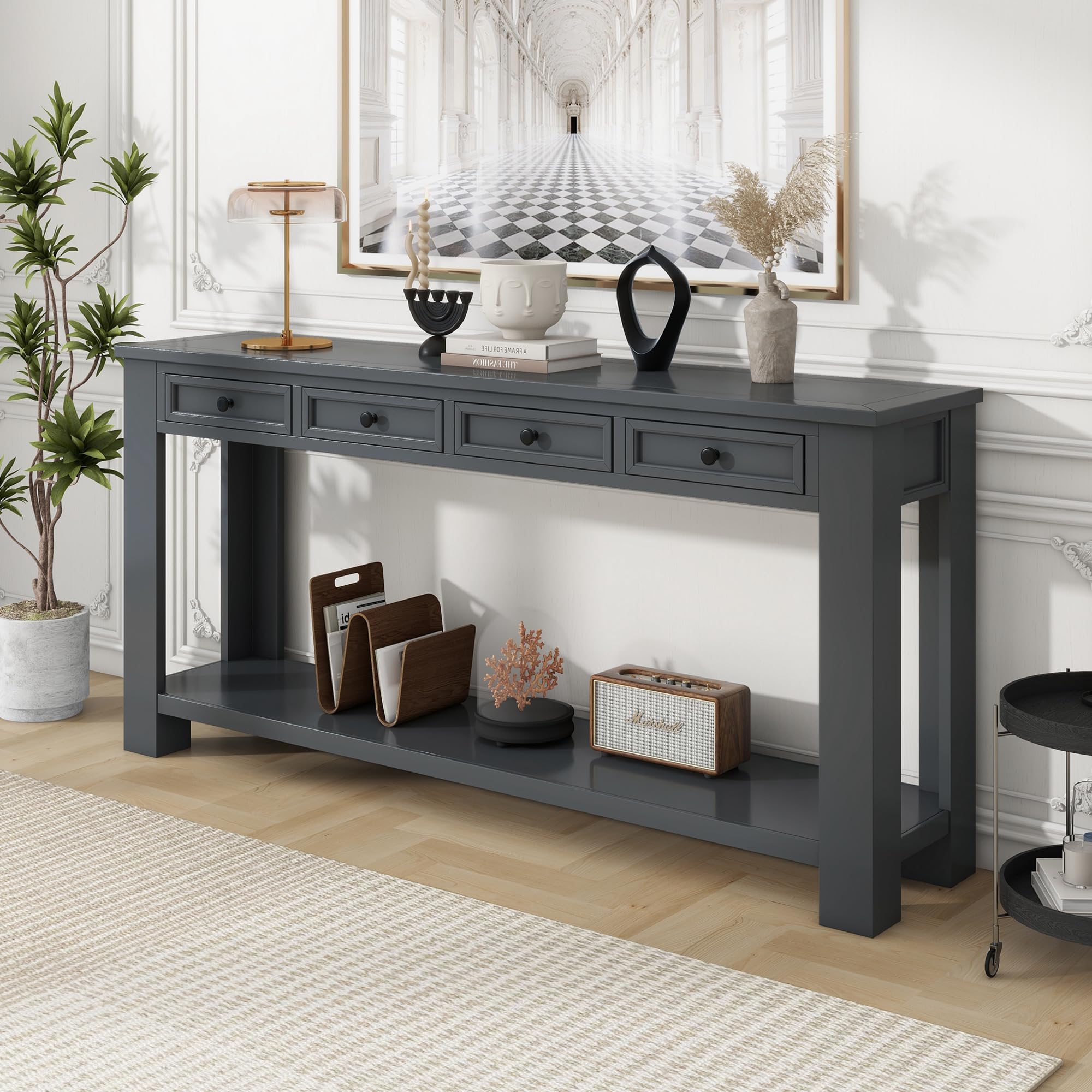 Amazon.com: LUMISOL Long Entryway Console Table with 4 Storage Drawers ...
