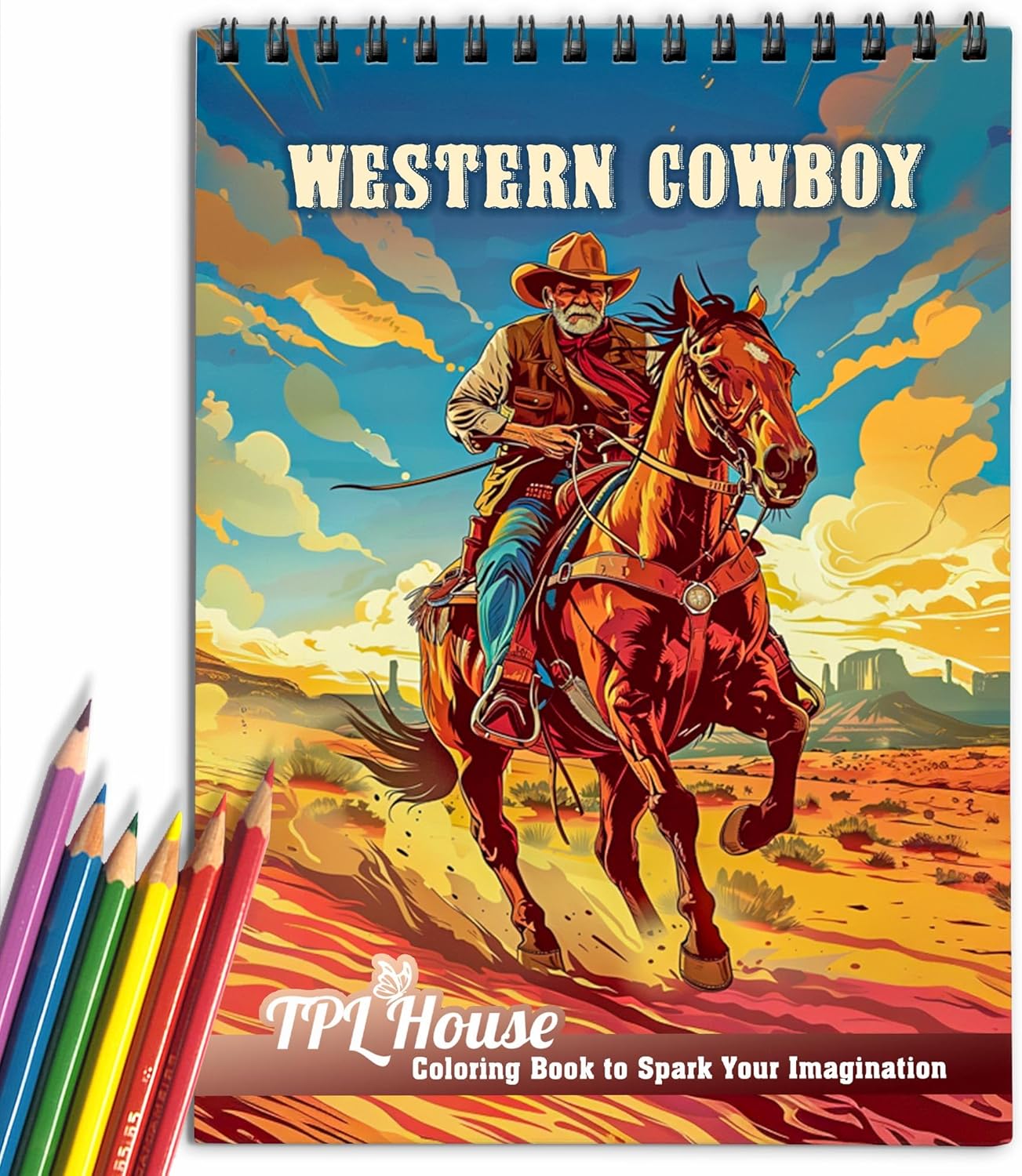 Amazon.com: TPLHOUSE Western Cowboy Coloring Book Spiral Bound for Boys ...