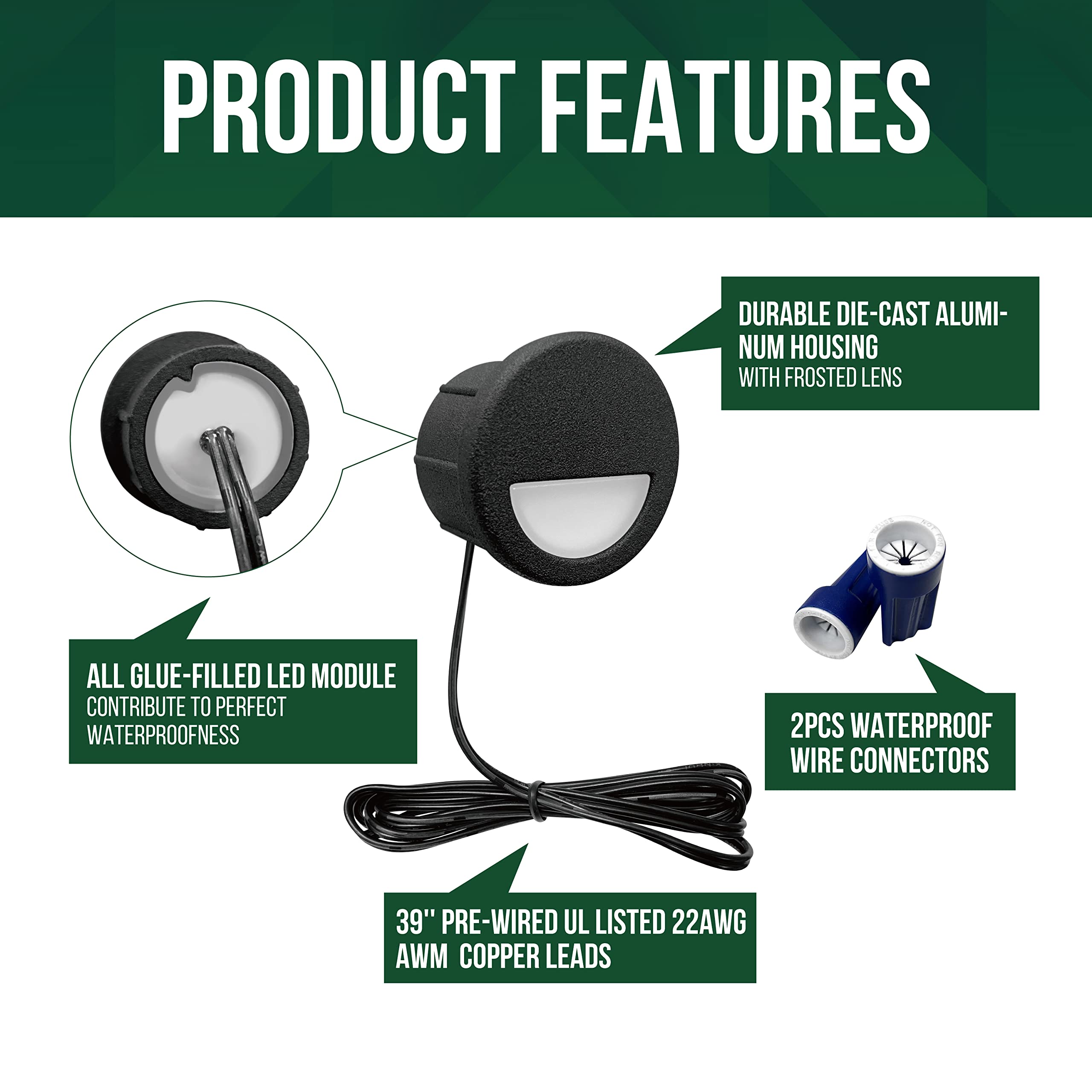 Snapklik.com : 12 Pack Recessed Low Voltage LED Step Riser Light ...