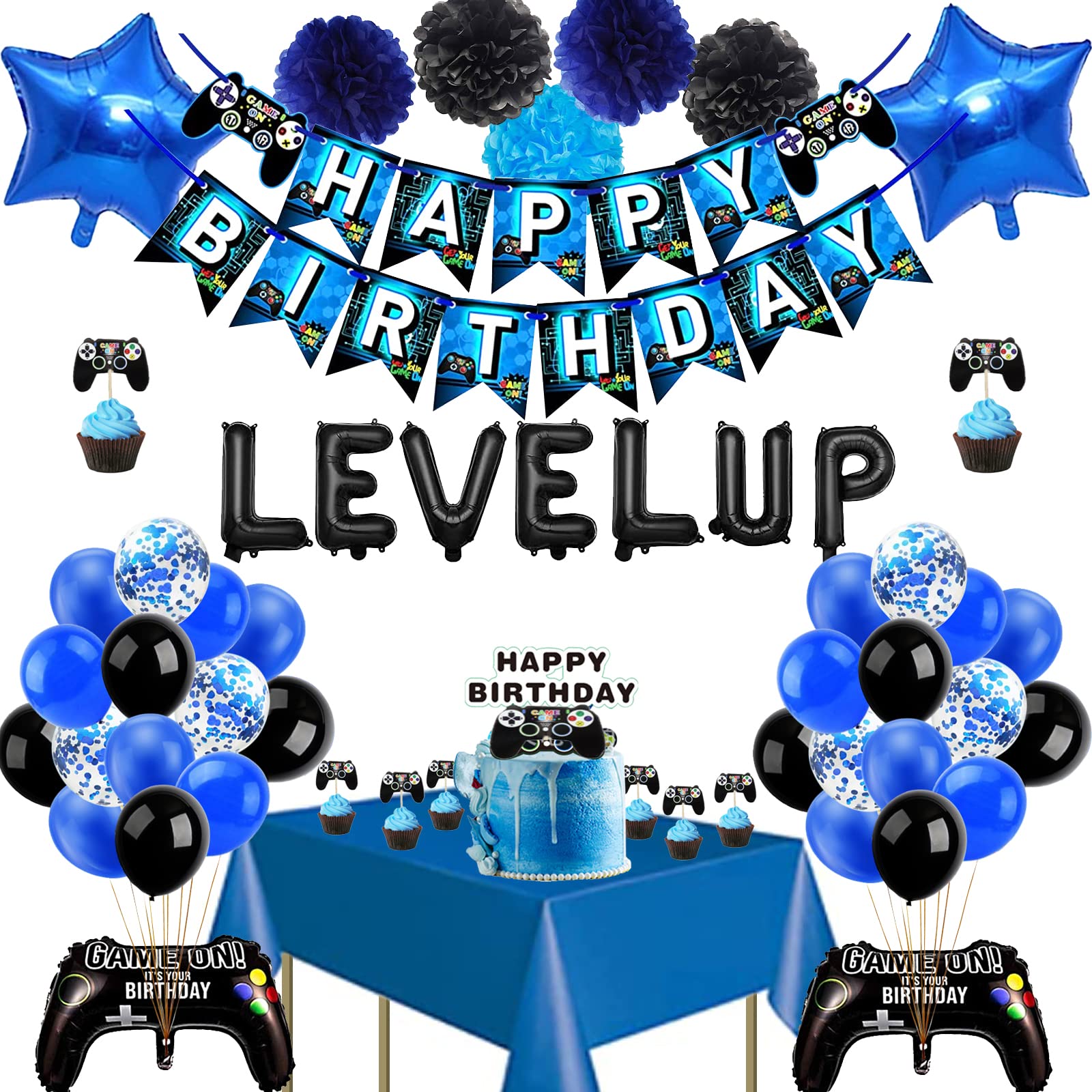 Buy Video Game Birthday Decorations for Boys,LEVEL UP Birthday ...