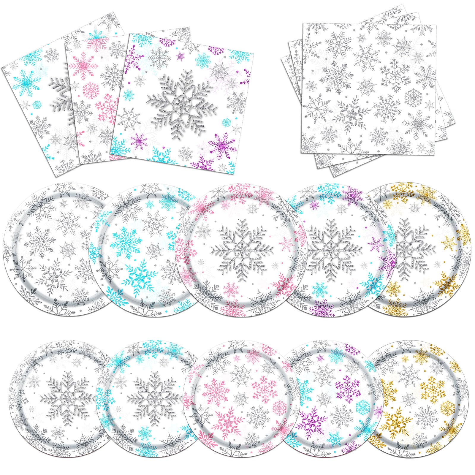 Amazon.com: CMUSKO Winter Snowflake Party Supplies Christmas Dinnerware ...