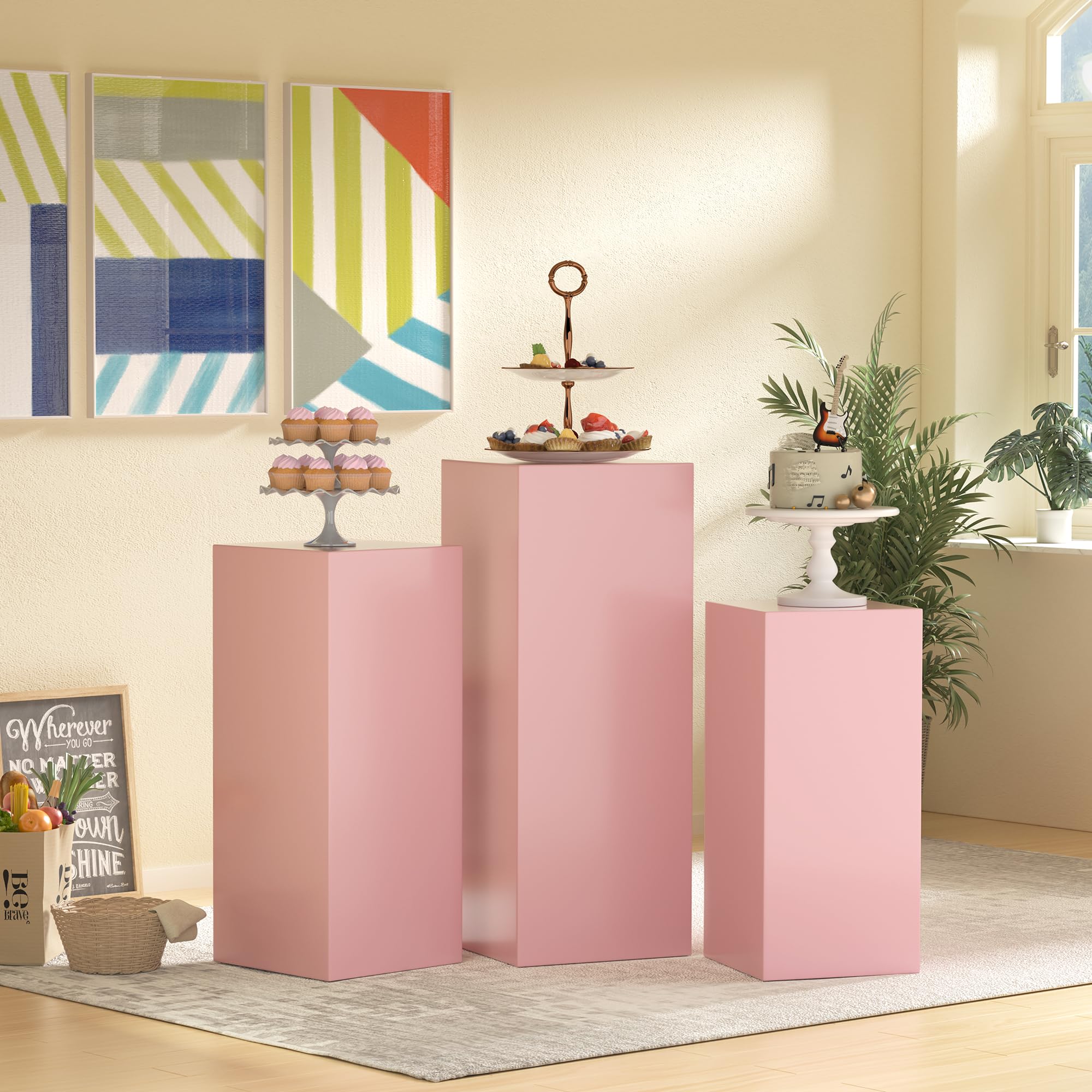 Amazon.com: Metal Display Pedestal Stands for Parties, 3 Pcs Heavy Duty ...