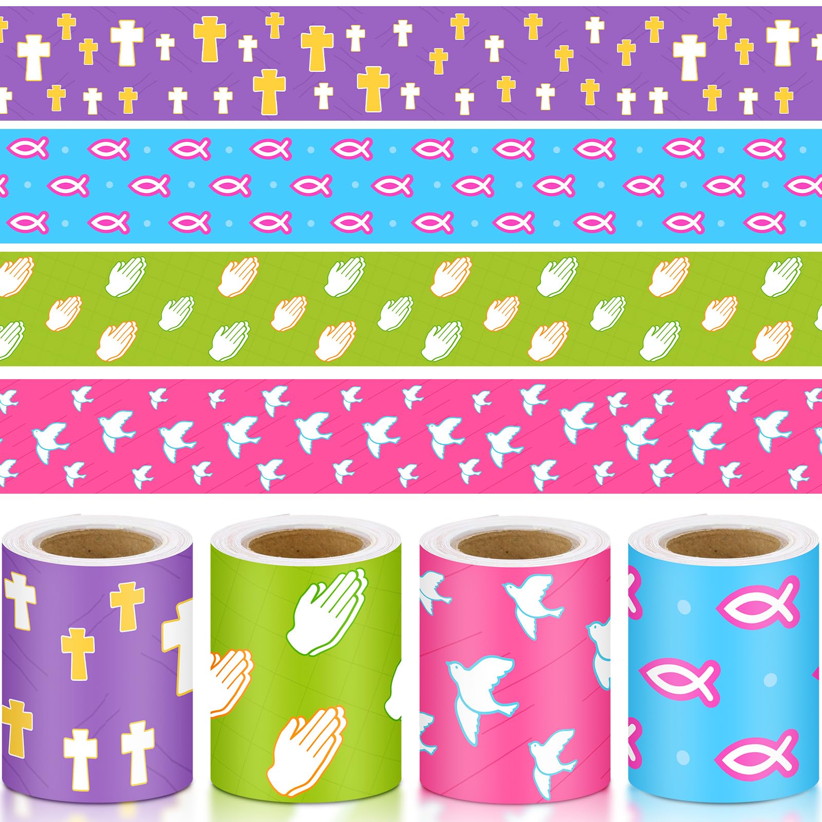 Amazon.com: Fuyoooo 4 Rolls 131 ft Jesus Bible Bulletin Board Borders ...