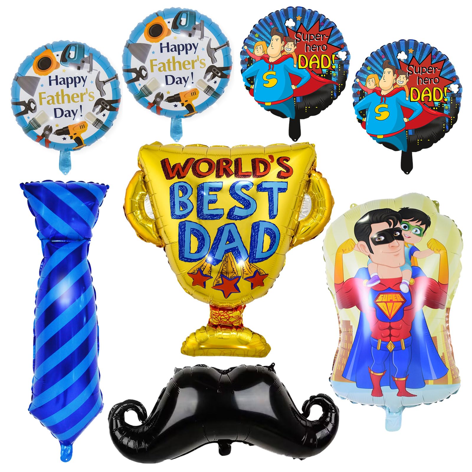 Snapklik.com : 8 Pcs Fathers Day Balloons, 40 Inch Superhero Dad Happy ...