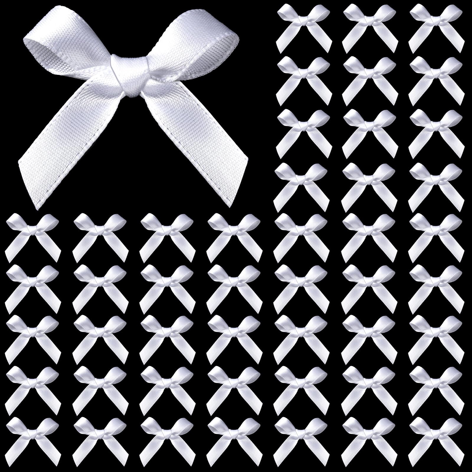 Snapklik.com : 50 PCS Mini White Bows, Small Stain Ribbon White Bow For ...
