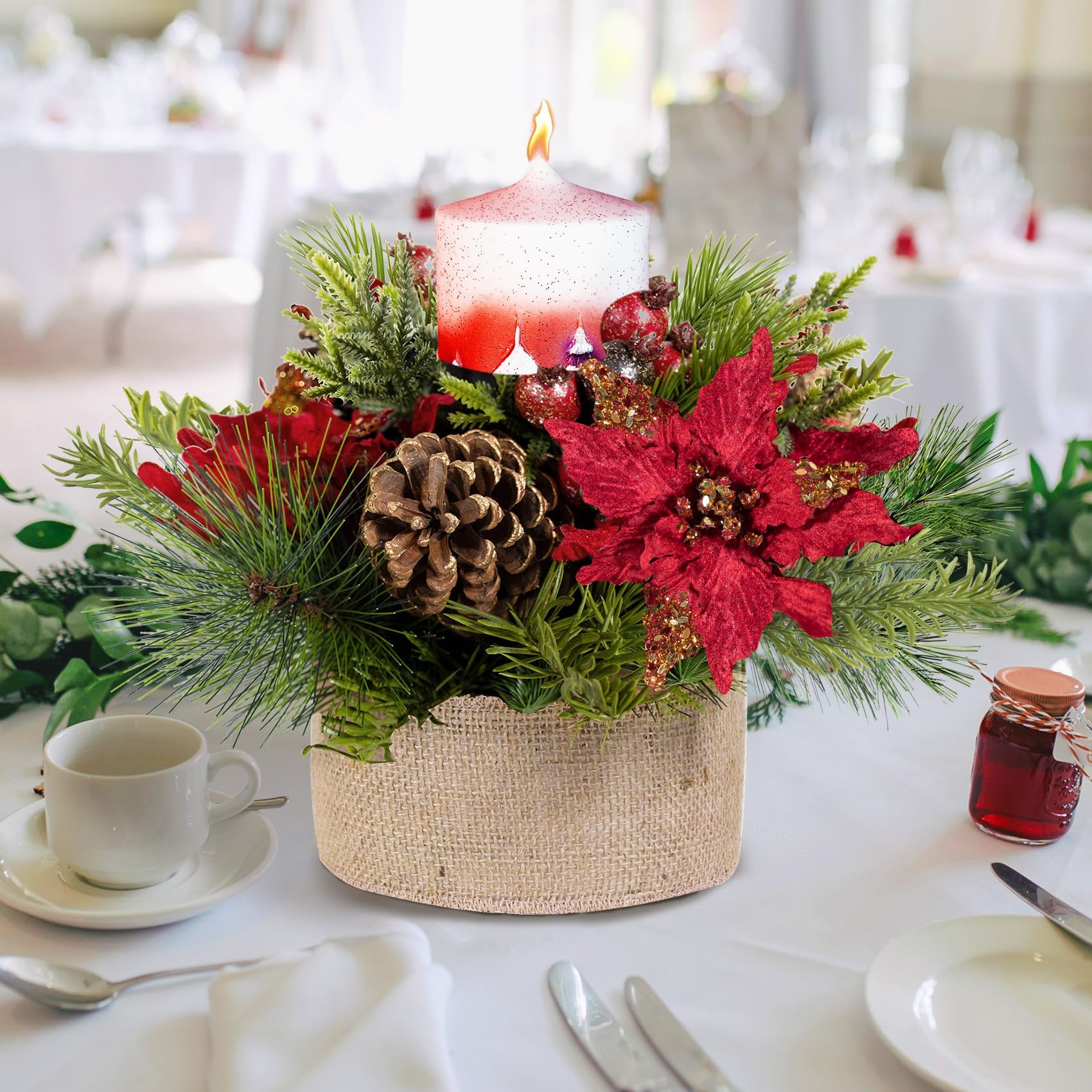 Amazon.com: Sliner 3 Pcs Christmas Candle Holders with Candles Wooden ...