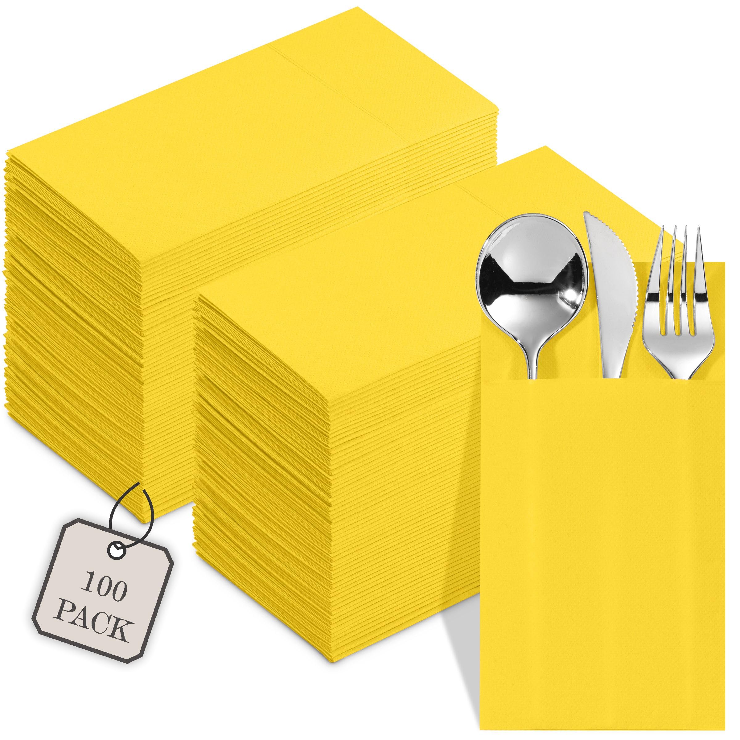Amazon.com: 100-Pack Disposable Napkins With Pocket For Flatware ...